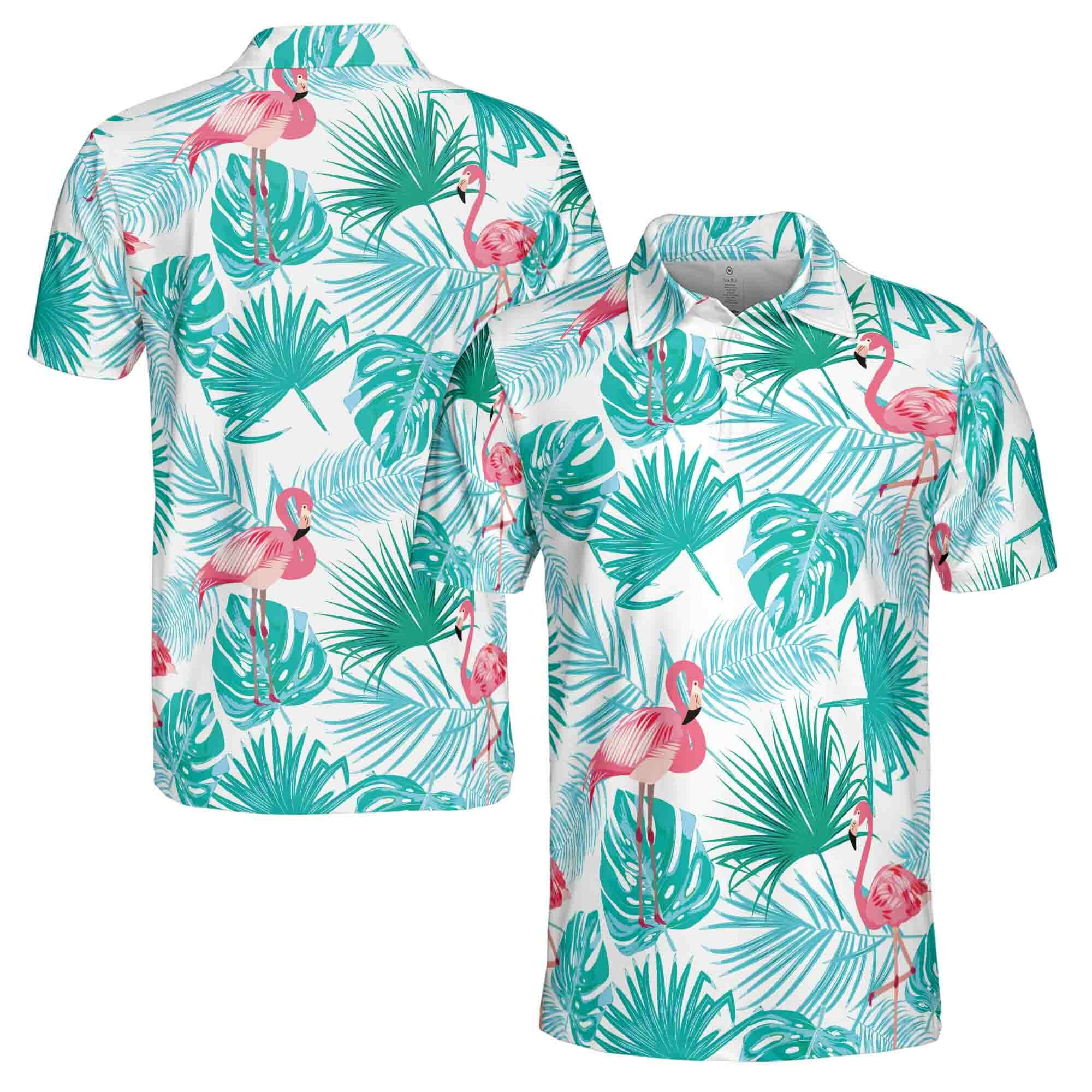 Aloha Tropical Palm Tree Bright Summer Flamingo 3D Polo Shirt Size S-5XL - Walmart.com