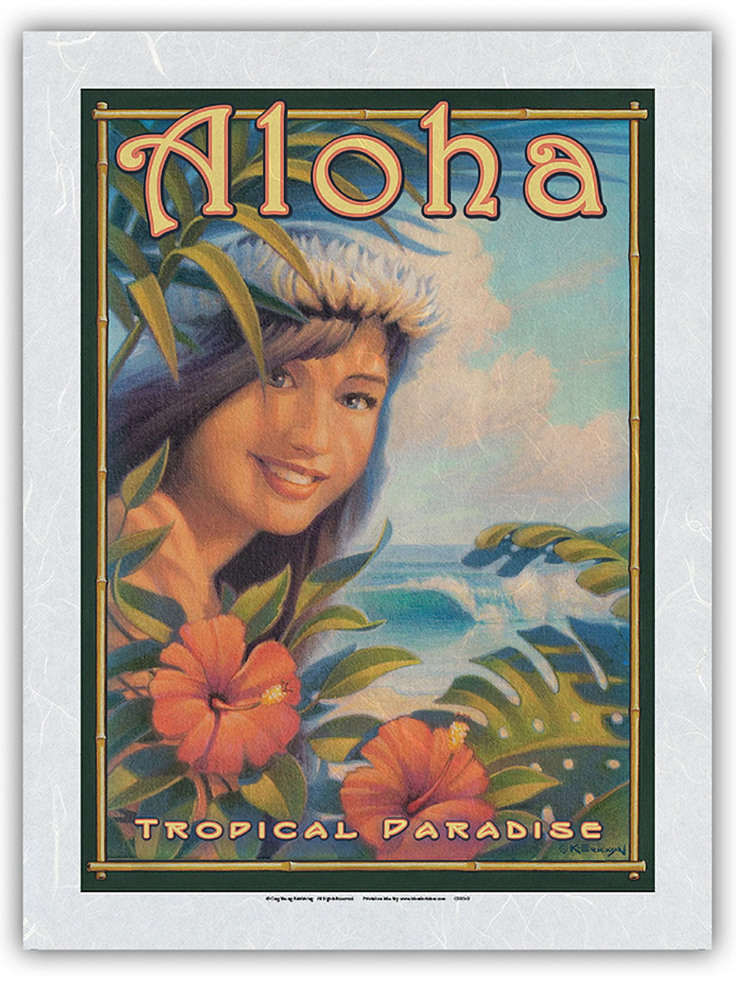 Aloha Tropical Paradise - Hula Girl - Vintage Hawaiian Travel Poster by ...