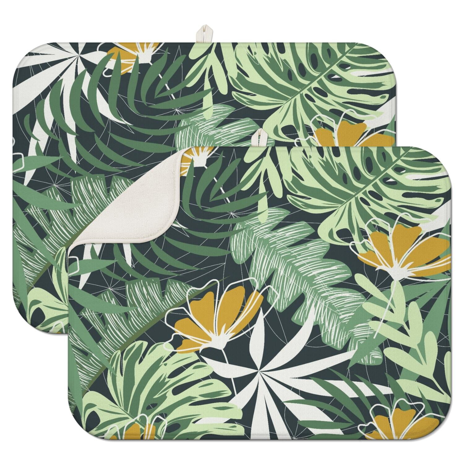 Aloha Tropical Plant Dish Drying Mat – Jungle Leaves and Palm Inspired ...