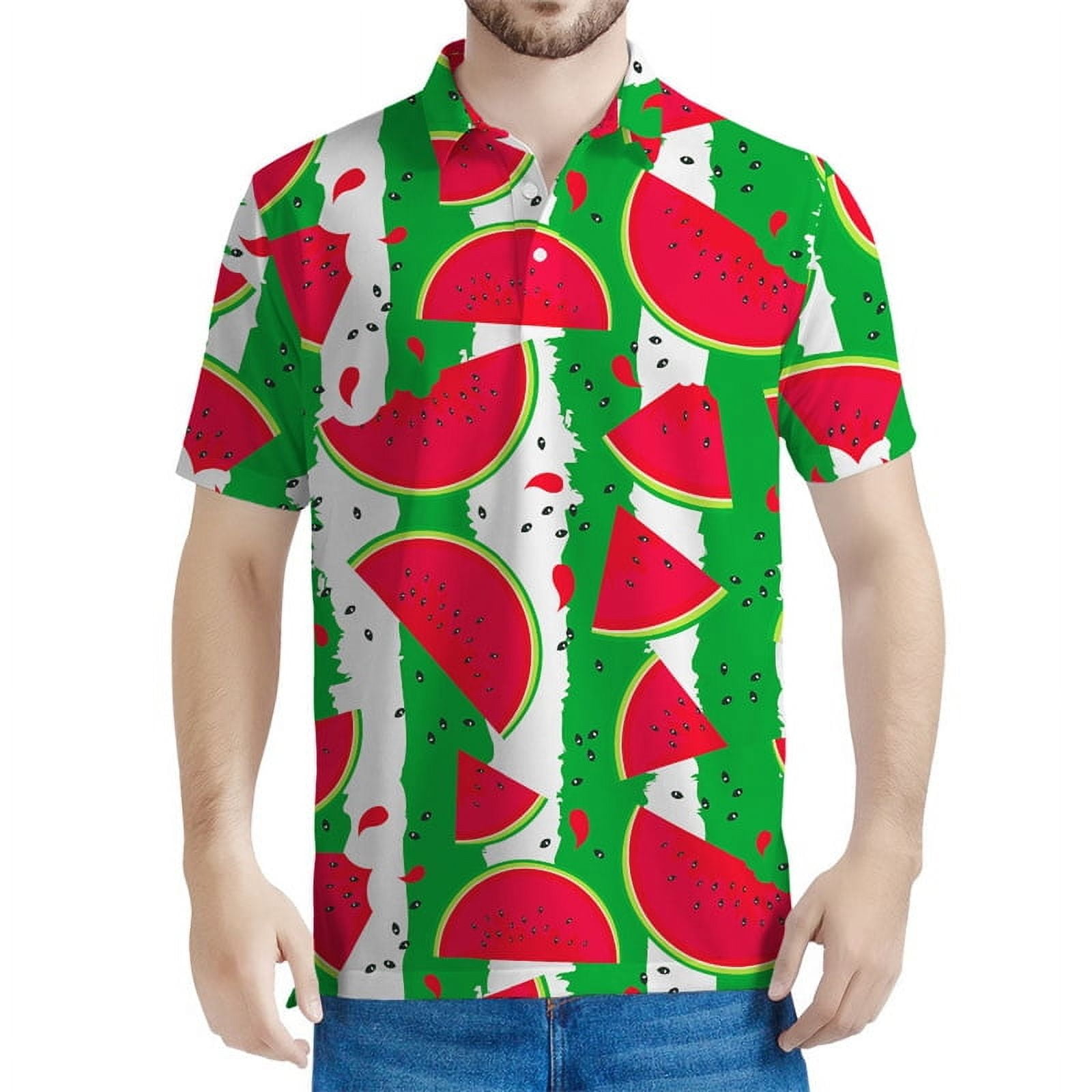 Aloha Tropical Watermelon Pattern Polo Shirt Men Clothing Summer ...