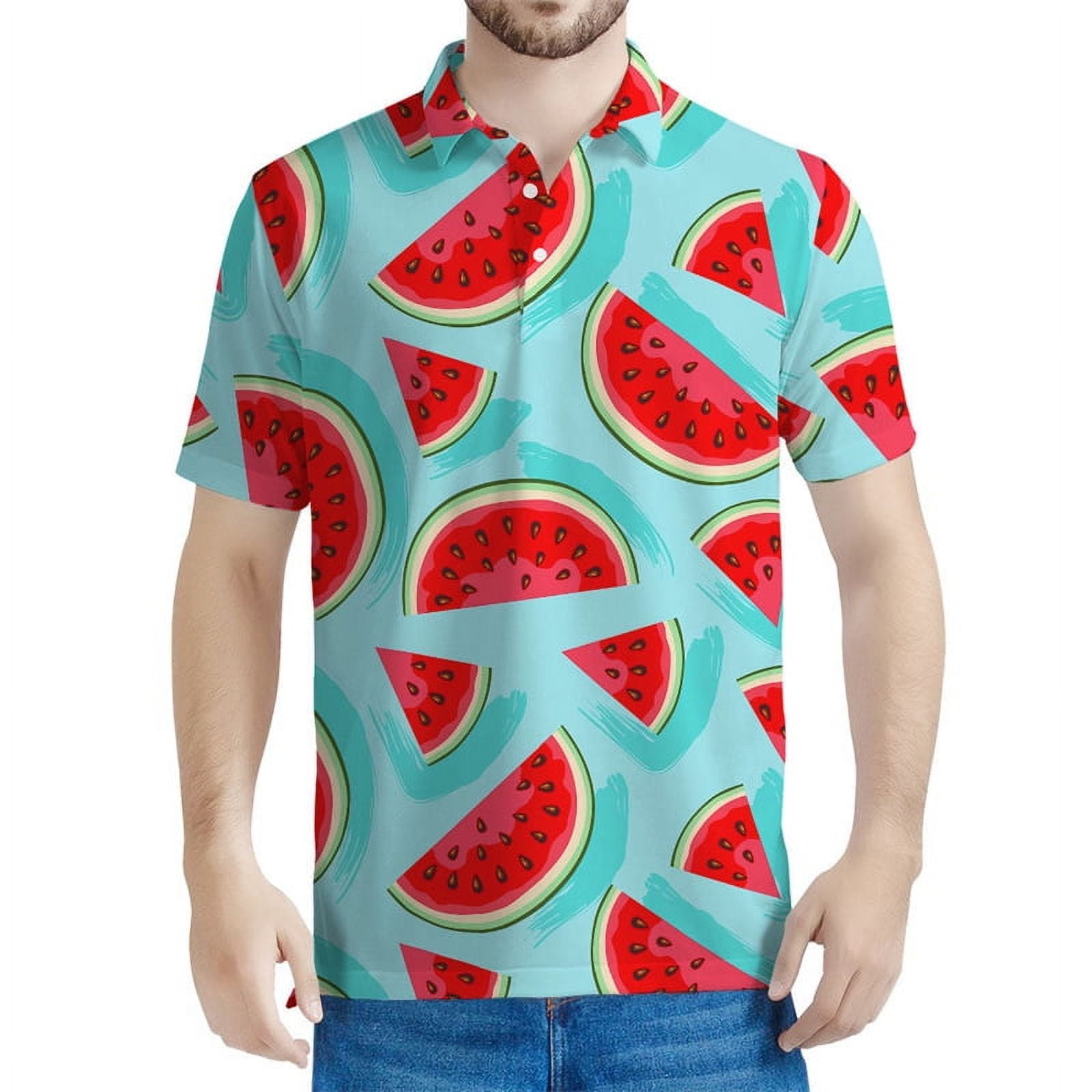 Aloha Tropical Watermelon Pattern Polo Shirt Men Clothing Summer ...