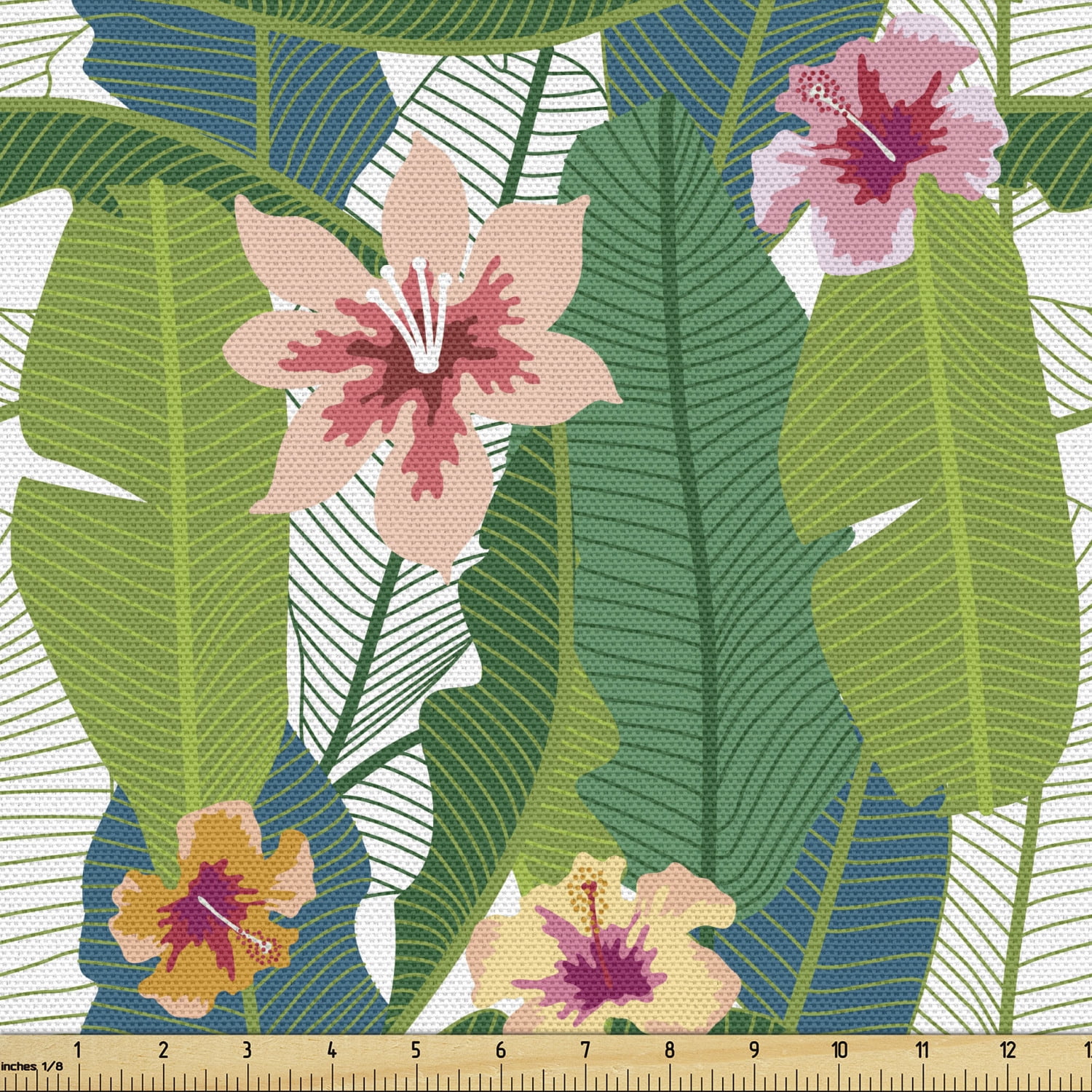 Ambesonne Aloha Fabric by the Yard Upholstery, Banana Leaves Hawaii, 3 ...