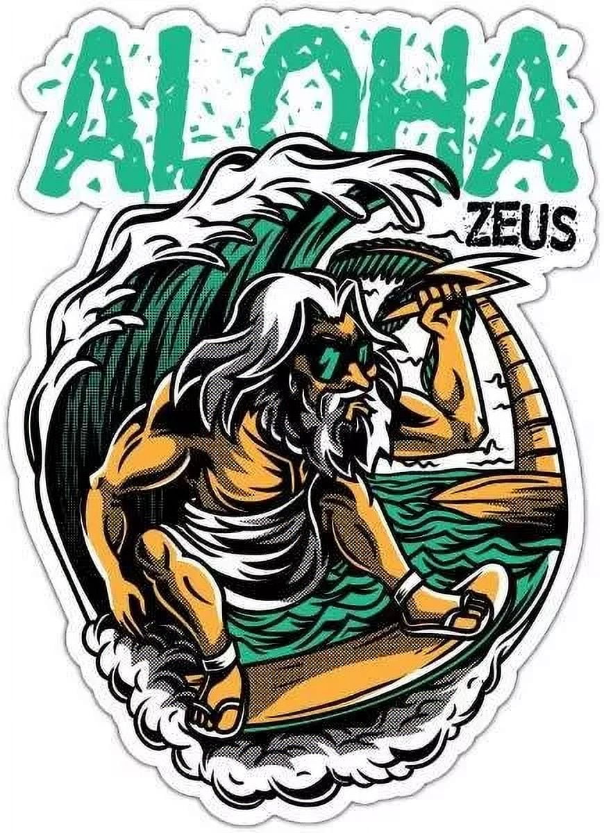Aloha Zeus Surfing Surfer Hawaii Vacation Car Window Stickerphone Decal ...