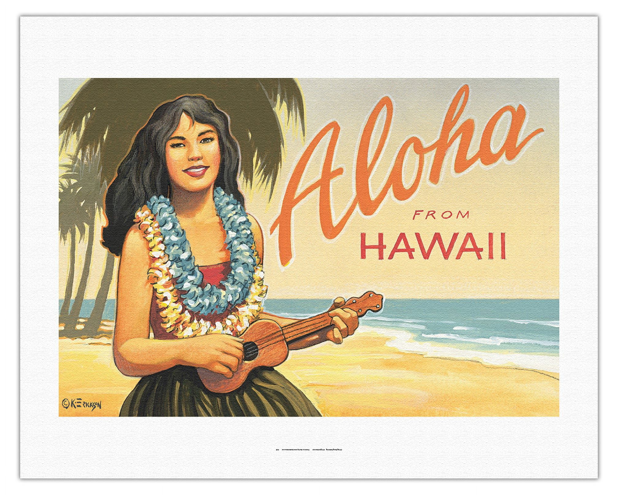 Aloha from Hawaii - Hula Ukulele Player - Vintage Hawaiian Travel ...