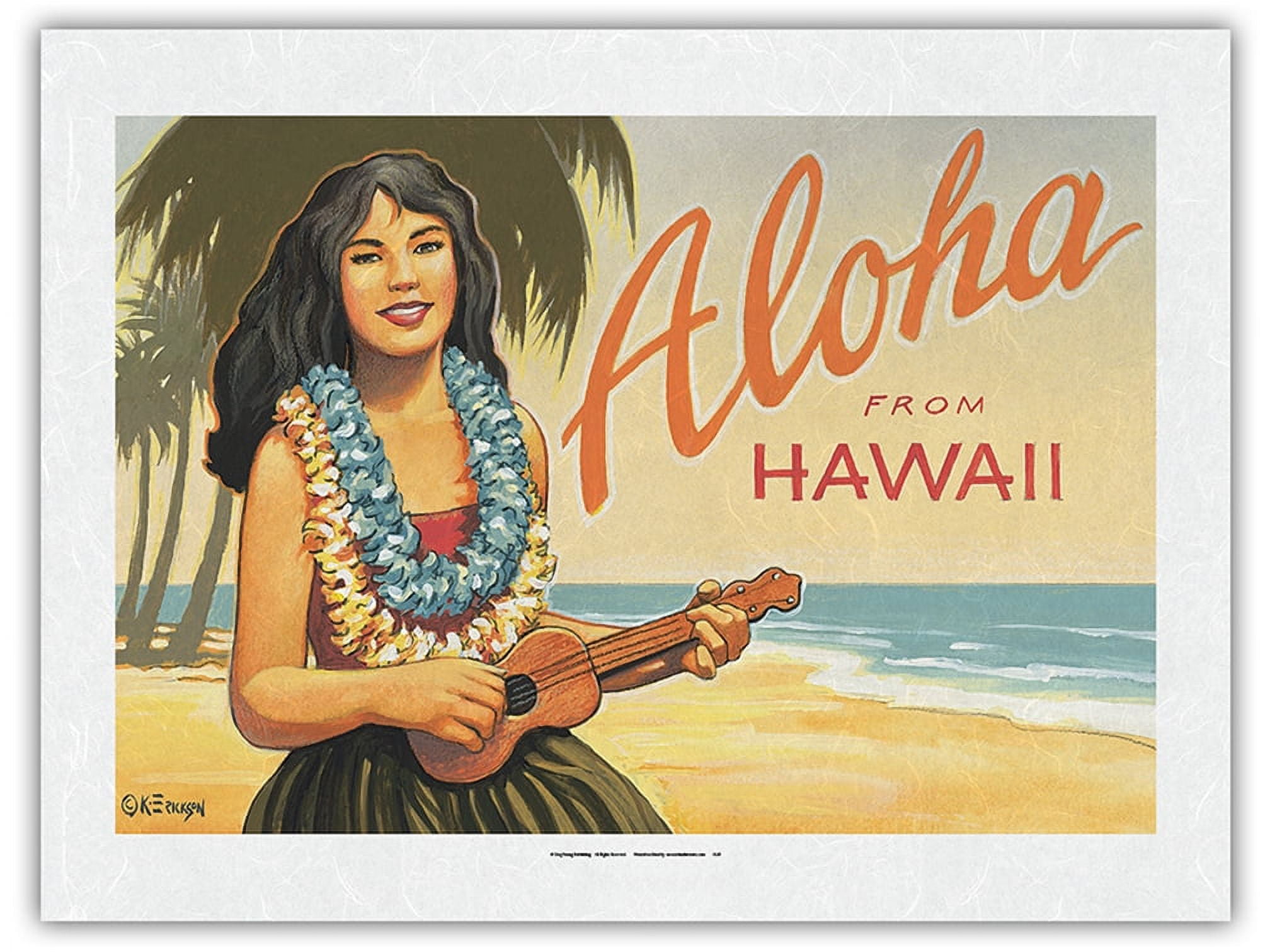 Aloha from Hawaii - Hula Ukulele Player - Vintage Hawaiian Travel ...