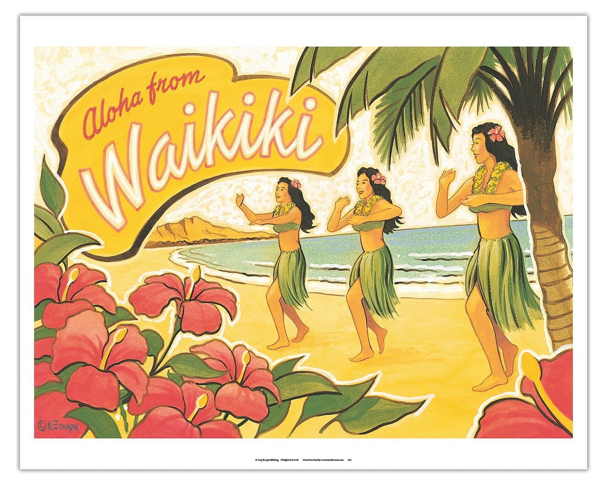 Aloha from Waikiki - Hawaii Hula Dancers - Vintage Hawaiian Travel ...