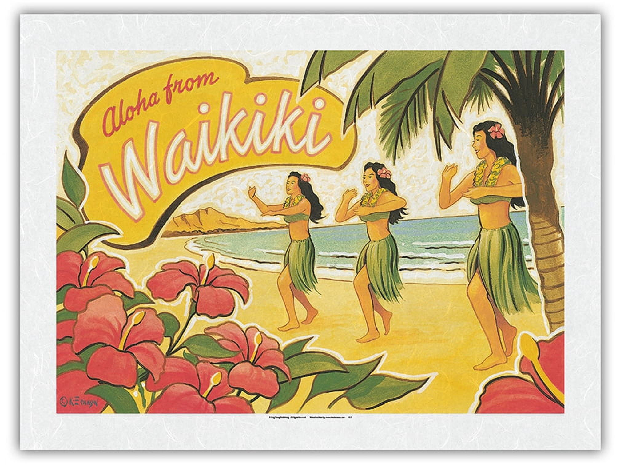 Aloha from Waikiki - Hawaii Hula Dancers - Vintage Hawaiian Travel ...