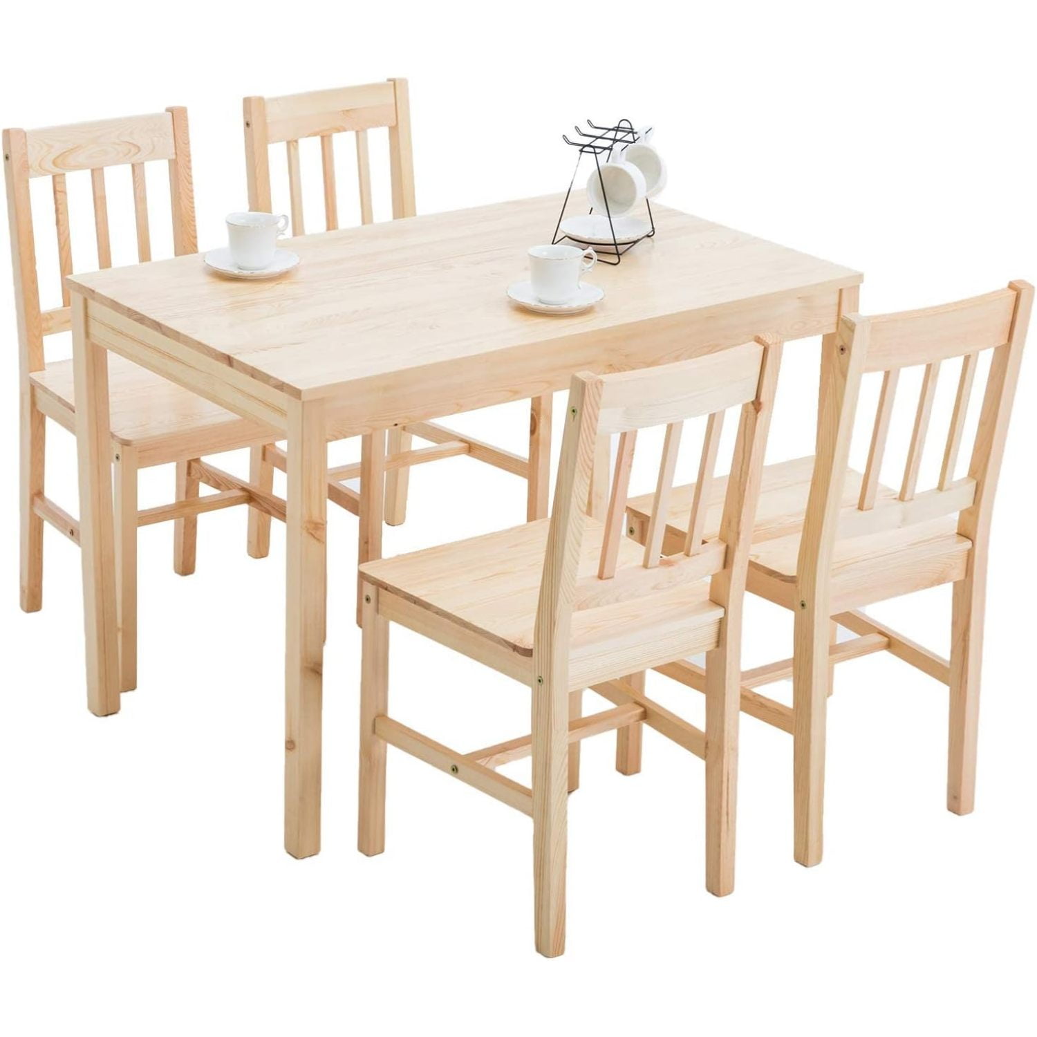 Alohappy Dining Table Set for 4, Pine Wood Kitchen Table Dining Table ...