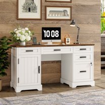 MoNiBloom Multifunctional Modern Computer Desk with Host Rack and Faux ...