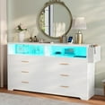 "Alohappy Tall White Wooden Dresser with 6 Drawers, LED Lights ...