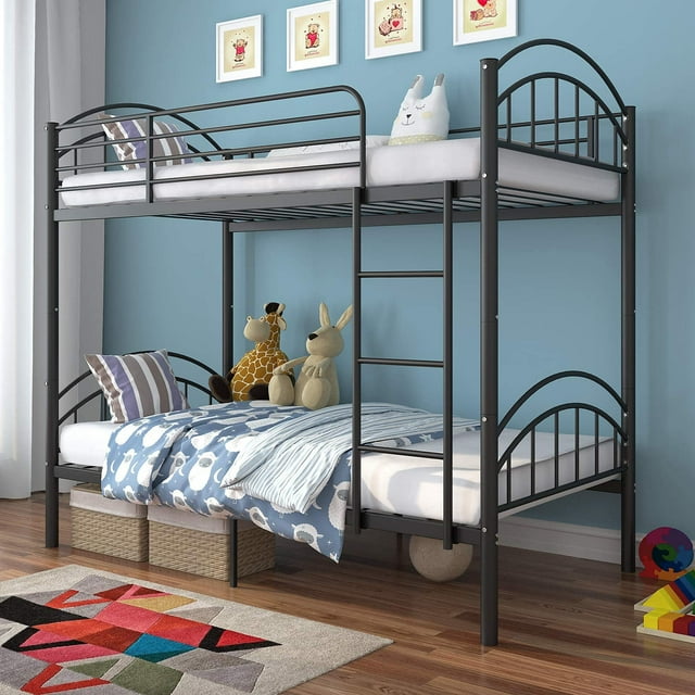 Alohappy Twin Over Twin Metal Bunk Bed Frame, 2 In 1 Convertible ...