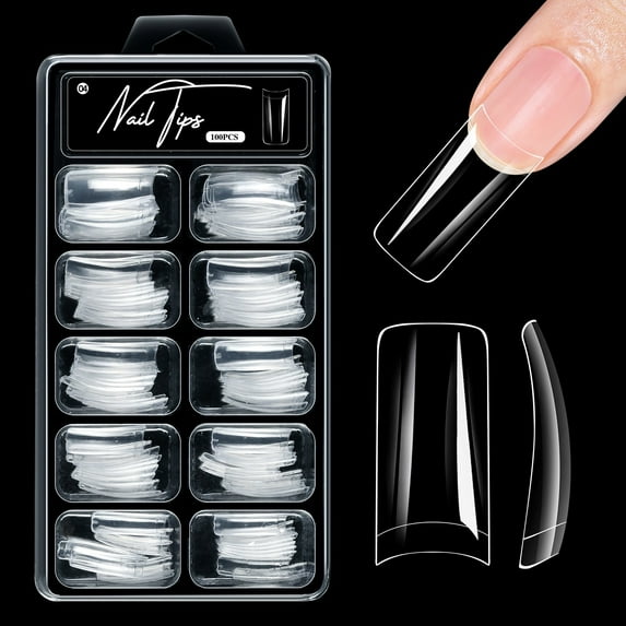 Alomd/Coffin/Square/Stilettos Fake Nails Tips,Clear Acrylic False Nails ...