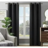 Alona Black 38 in. W x 84 in. L Grommet Blackout Curtain (Single Panel ...