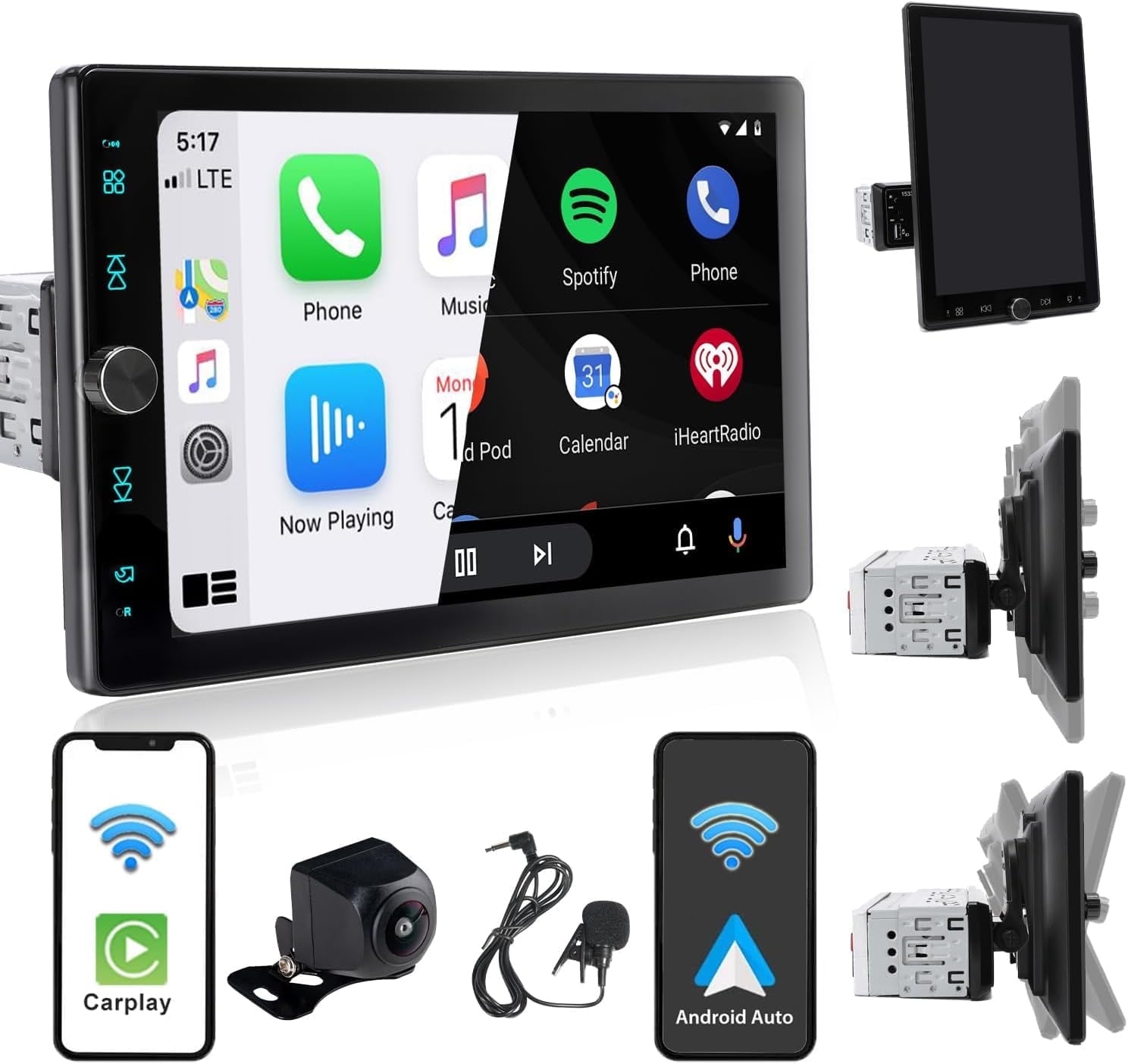 Alondy Single Din Car Radio Touchscreen (10.4" Rotatable) Compatible ...