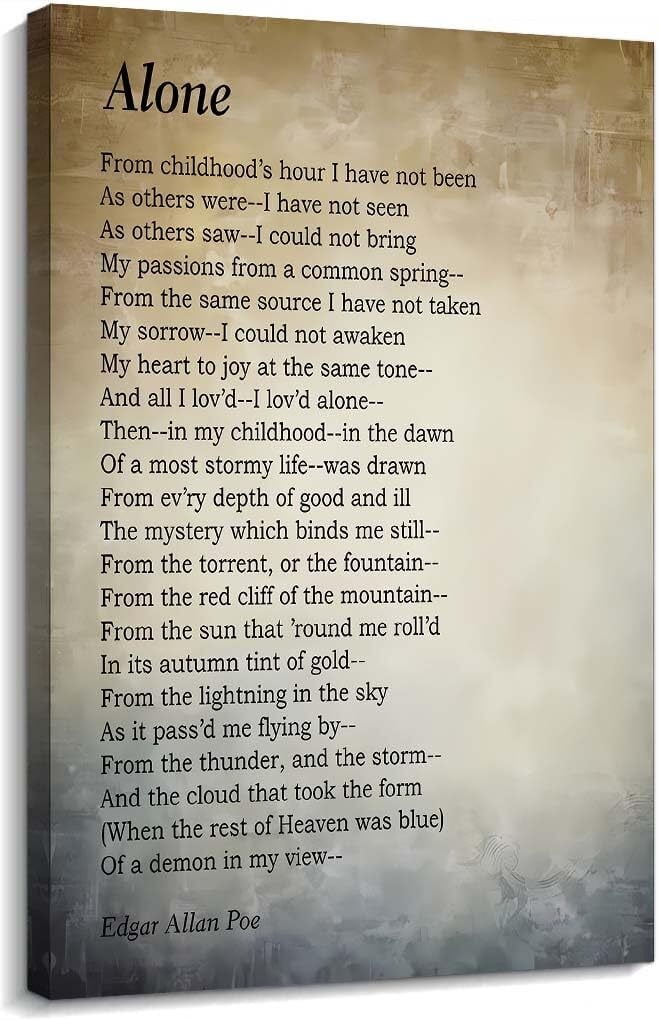 Alone Poem Wall Art Poetry Poster Kitchen Wall Decorations for Bedrooms ...