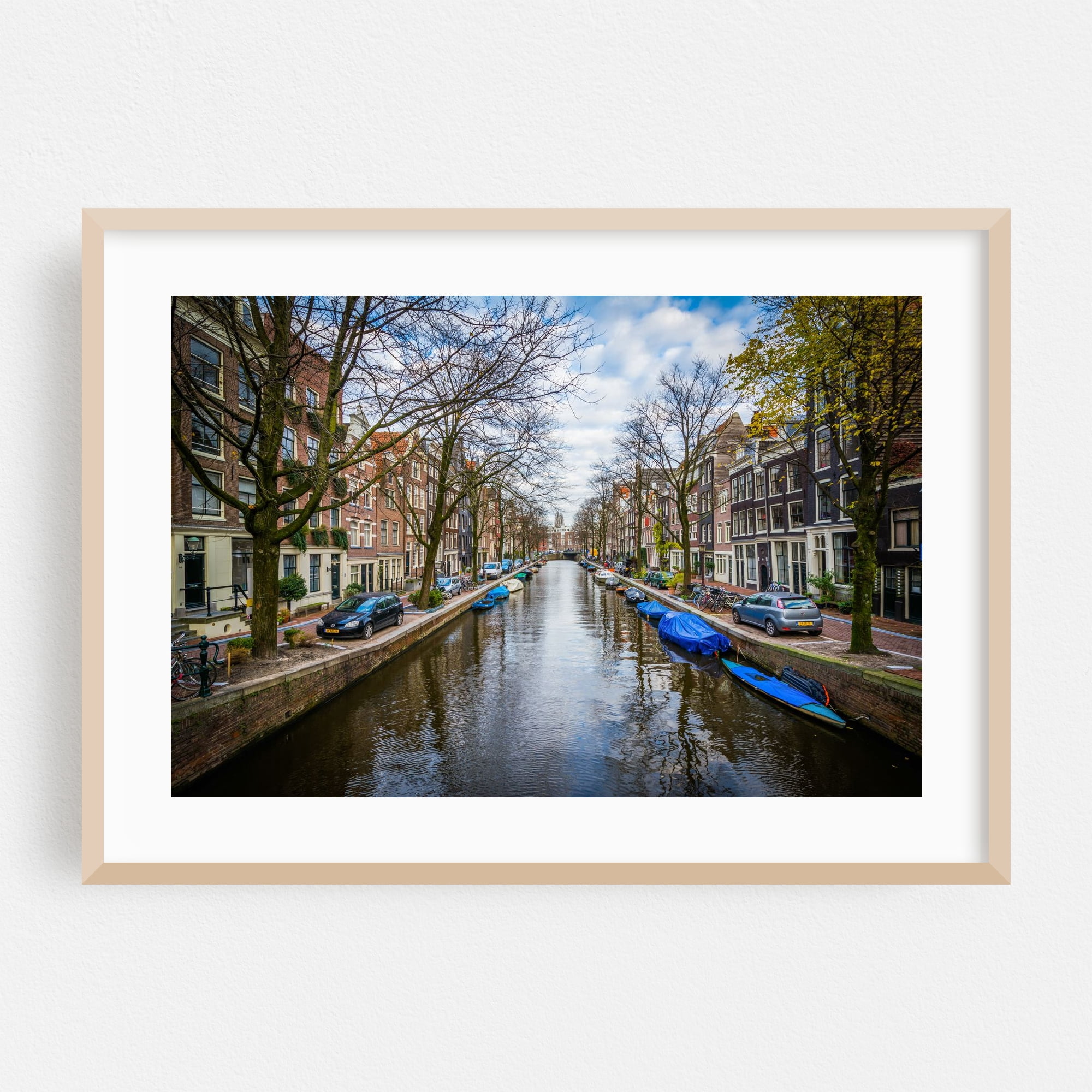 Along the Canal - Amsterdam Netherlands Photography Oak Framed Wall Art ...