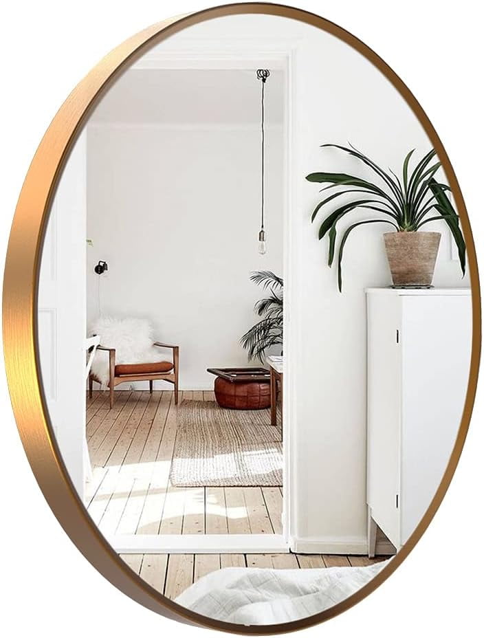 Aloni Bathroom Mirror,Copper Wall Mirror,Round with Metal Frame ...