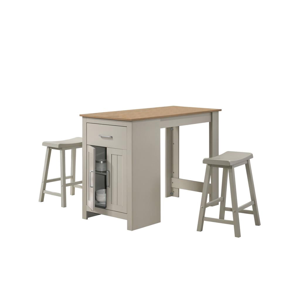Lilola Home Alonzo Light Gray Engineered Wood Counter Table with 2 ...
