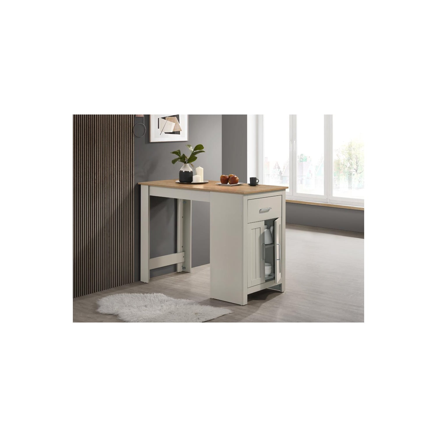 Lilola Home Alonzo Light Gray Engineered Wood Dining Storage Kitchen ...