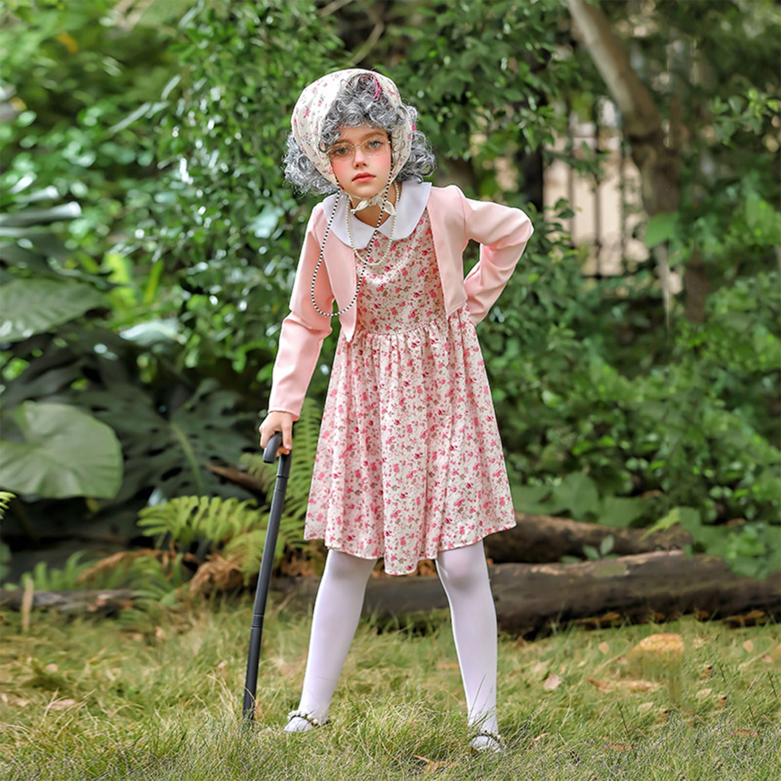 Aloohaidyvio 100 Days of School Cosplay Set for Girls, Old Lady Dress ...