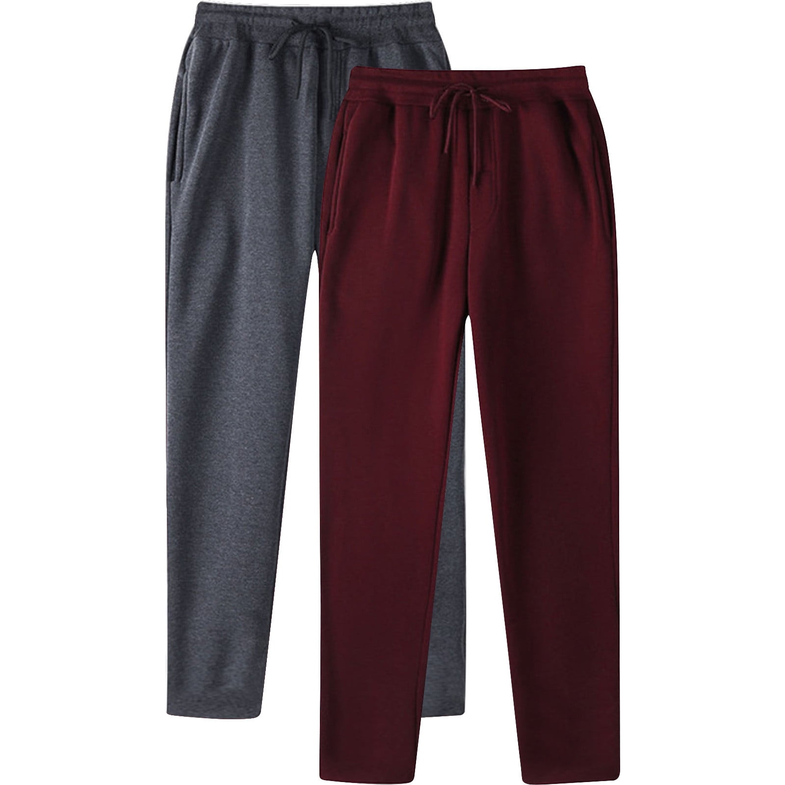Aloohaidyvio 2 Pack Cotton Fleece Lined Sweatpants Women Straight Leg ...