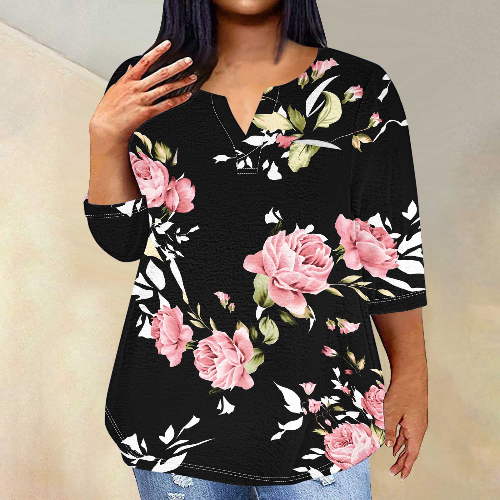 Aloohaidyvio 2024 Womens Spring Tops Dressy Casual 3/4 Length Bell ...