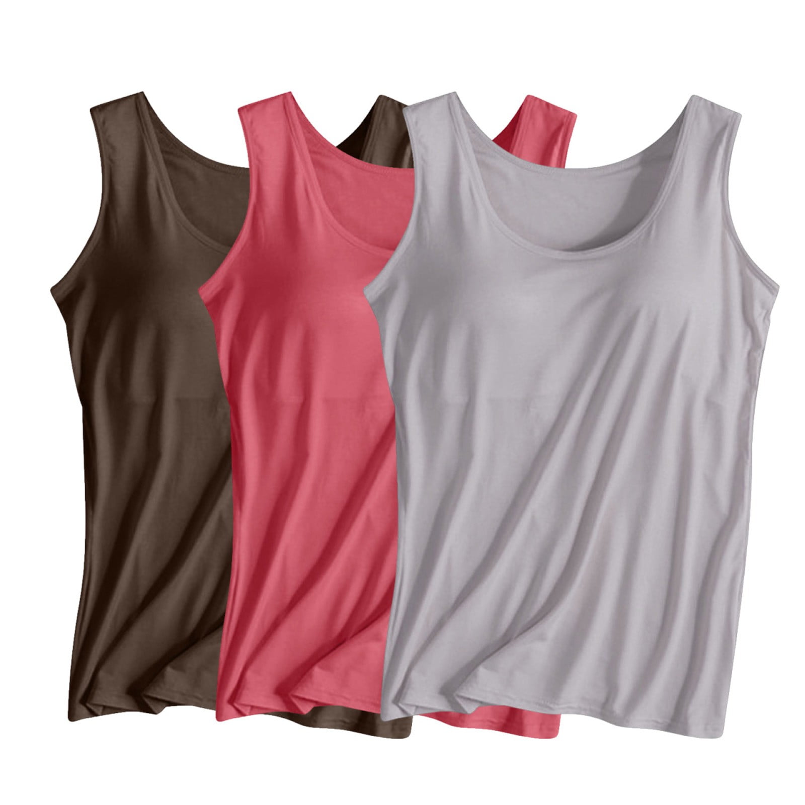 Aloohaidyvio 3 Pcs Plus Size Tank Tops for Women with Built in Bra ...