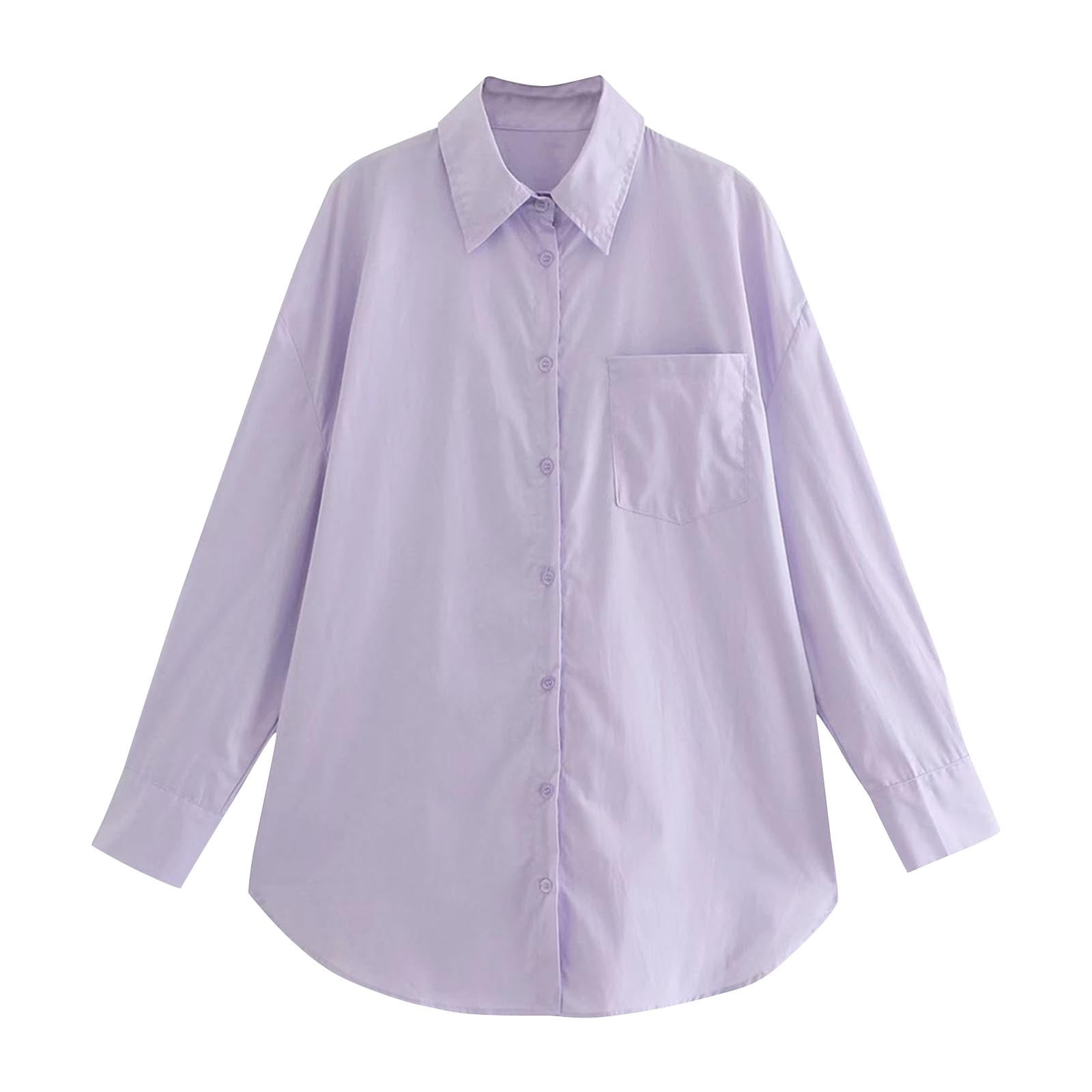 Aloohaidyvio Button Down Dress Shirts for Women Long Sleeve Wrinkle ...