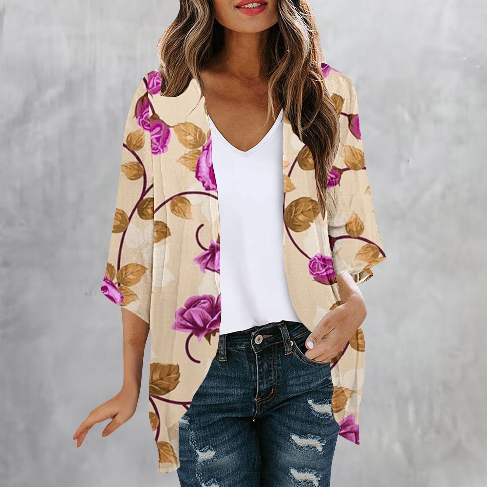 Aloohaidyvio Cardigan Sweaters for Women,Women's Floral Chiffon Kimono ...