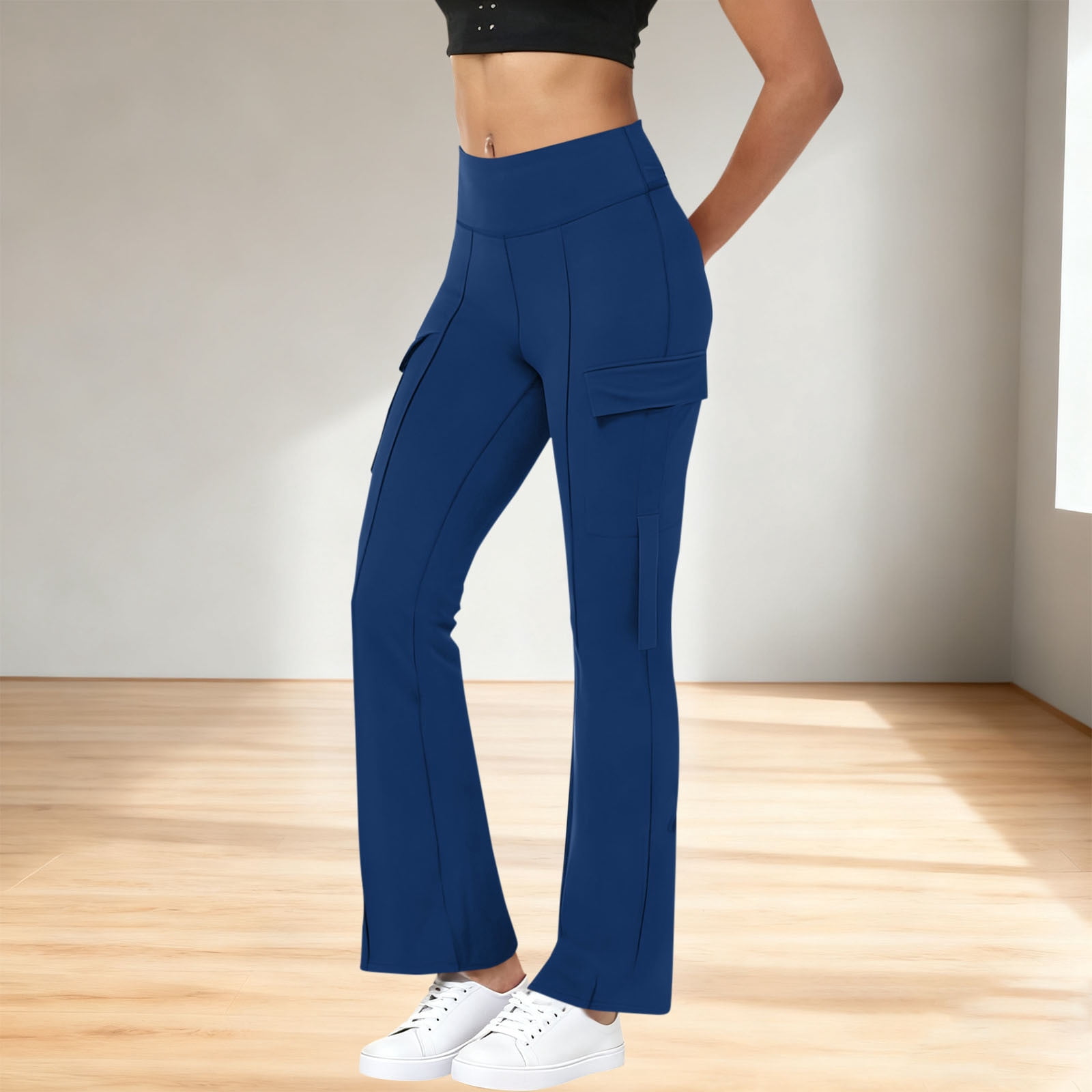 Aloohaidyvio Cargo Flare Yoga Pants for Women Summer High Waist Bell ...