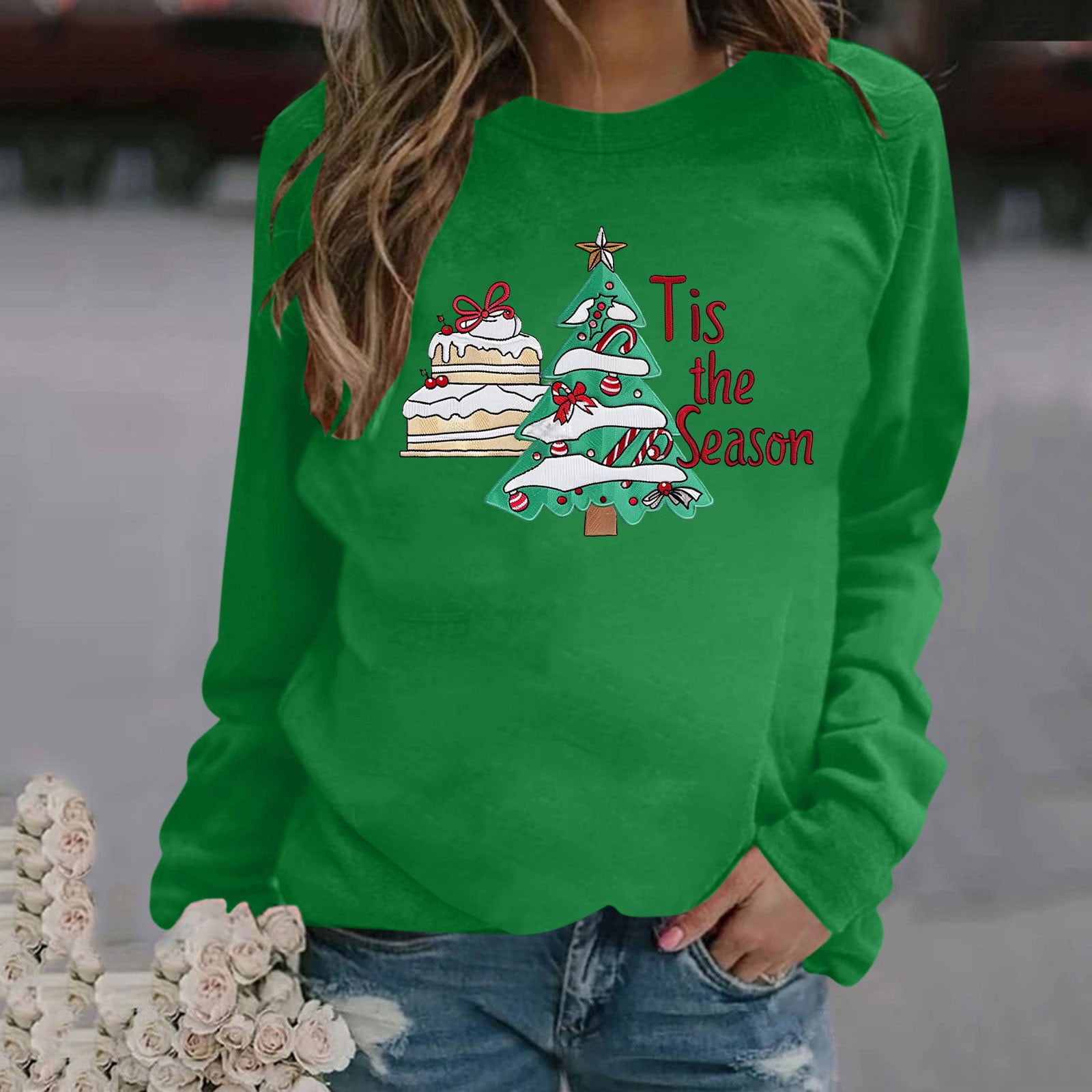 Aloohaidyvio Christmas Clearance Women's Crewneck Sweatshirts Oversized ...