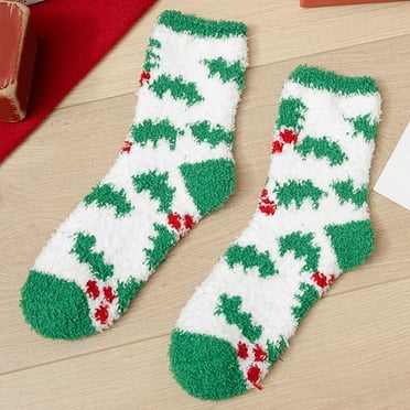 Cute Christmas Fuzzy Cozy Socks for Women, Warm Plush Fun Colorful ...