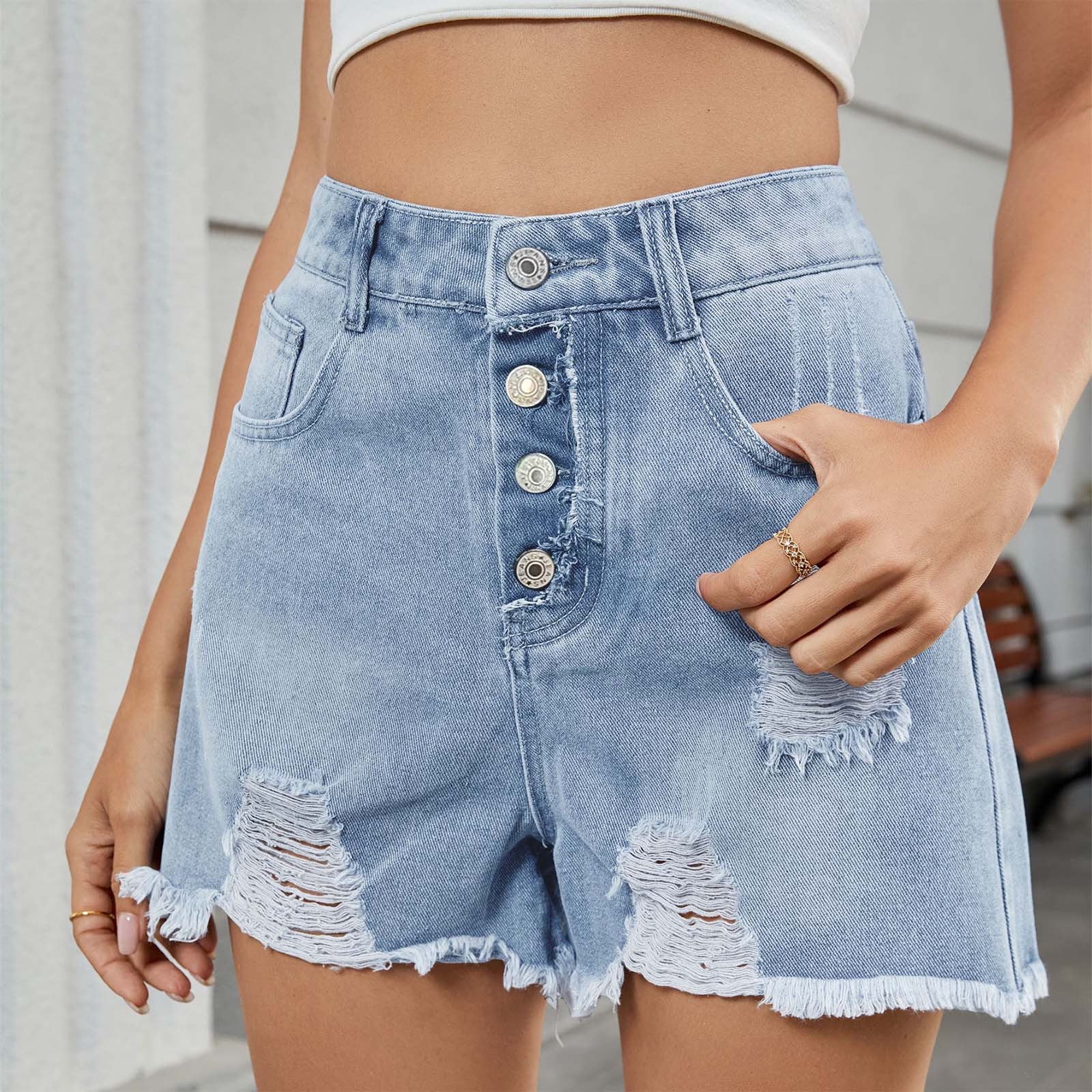 Aloohaidyvio Denim Shorts for Women Summer High Waisted Stretchy Casual ...