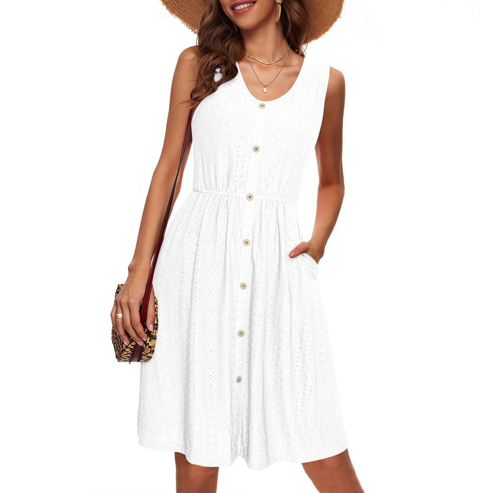 Aloohaidyvio Dresses for Women Womens Sleeveless Sundress Summer Casual ...