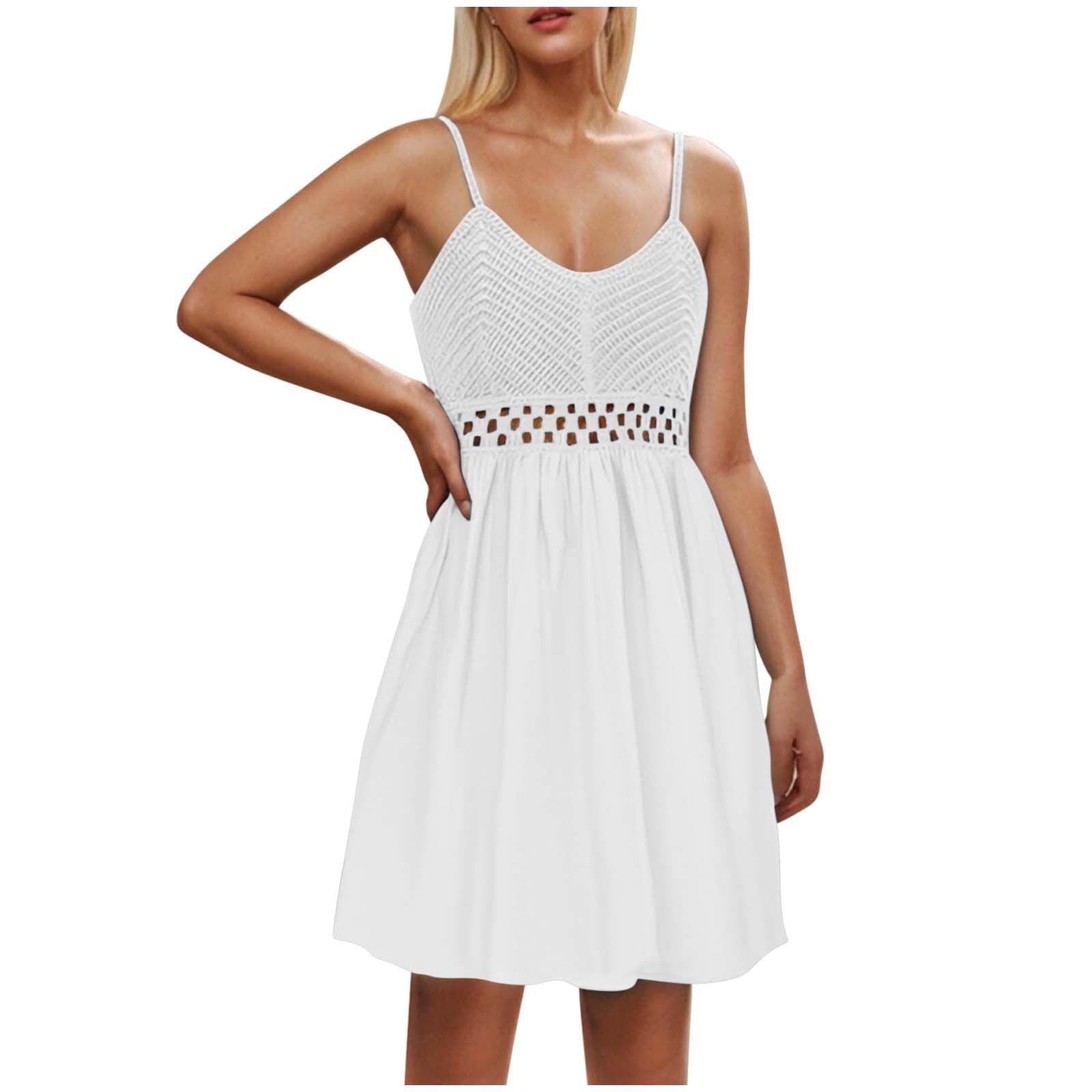 Aloohaidyvio Dresses for Women Women's Beach Sundress Sleeveless Halter ...