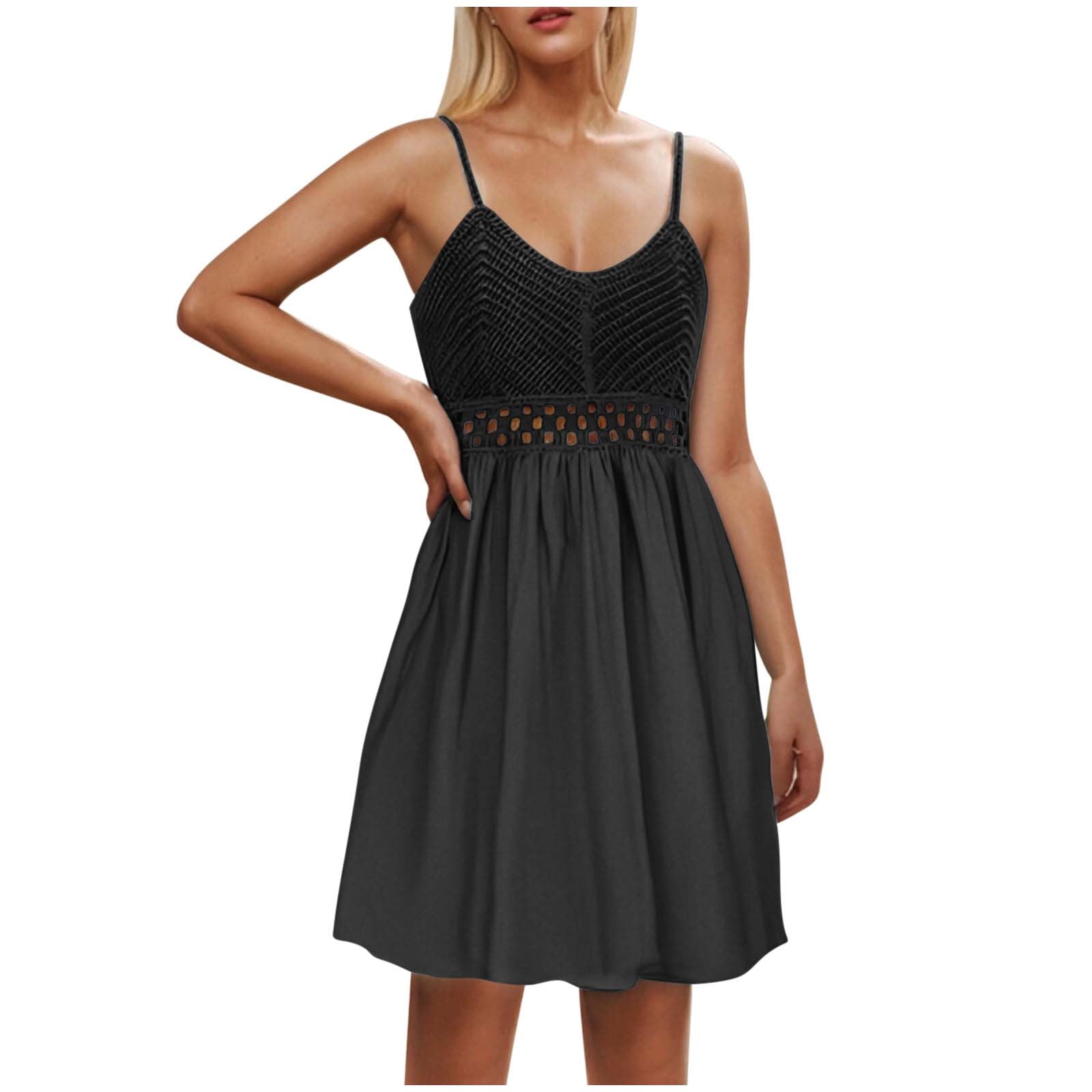 Aloohaidyvio Dresses for Women Women's Beach Sundress Sleeveless Halter ...