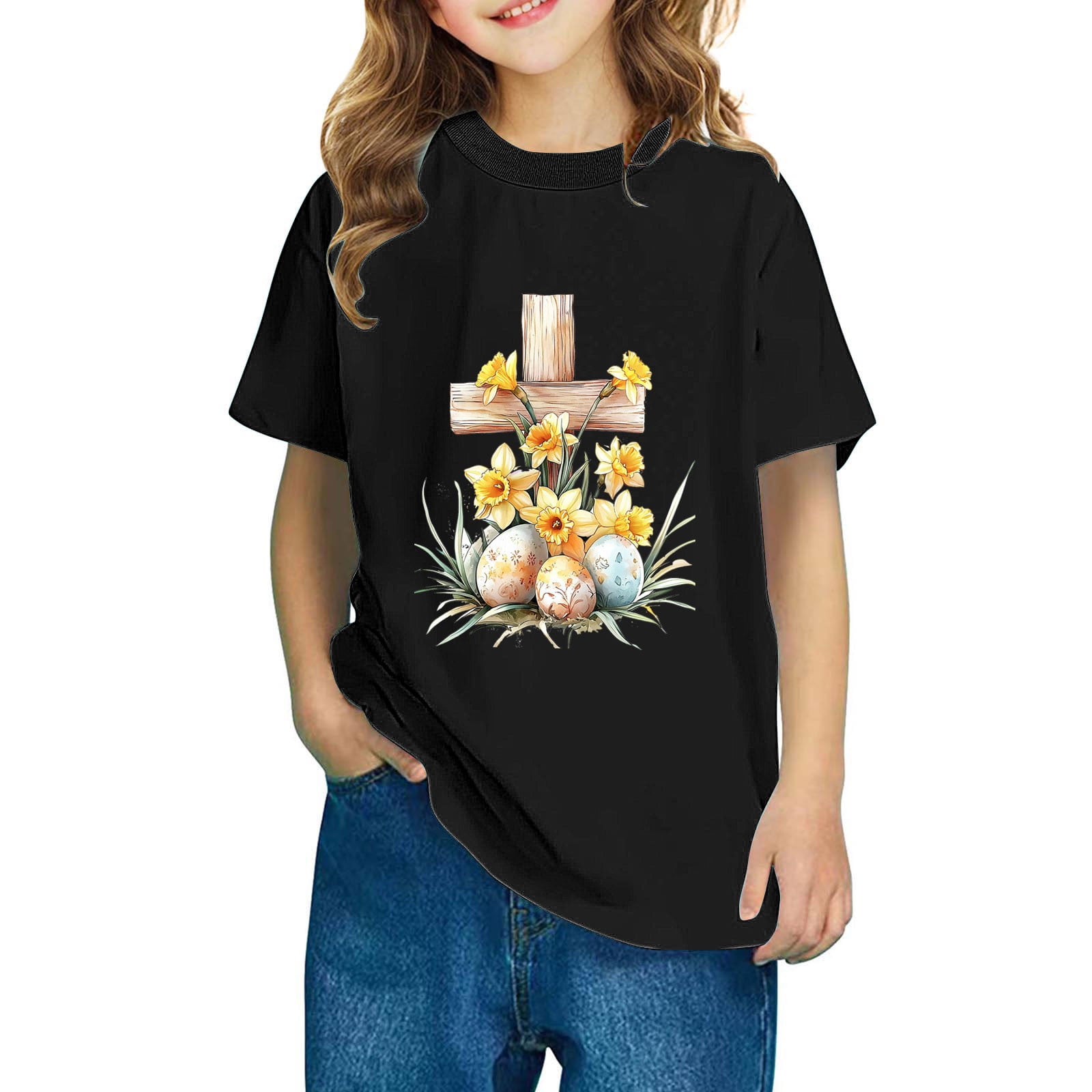Aloohaidyvio Easter Egg Hunt Outfit Girls' Easter Sunday Best Tee ...