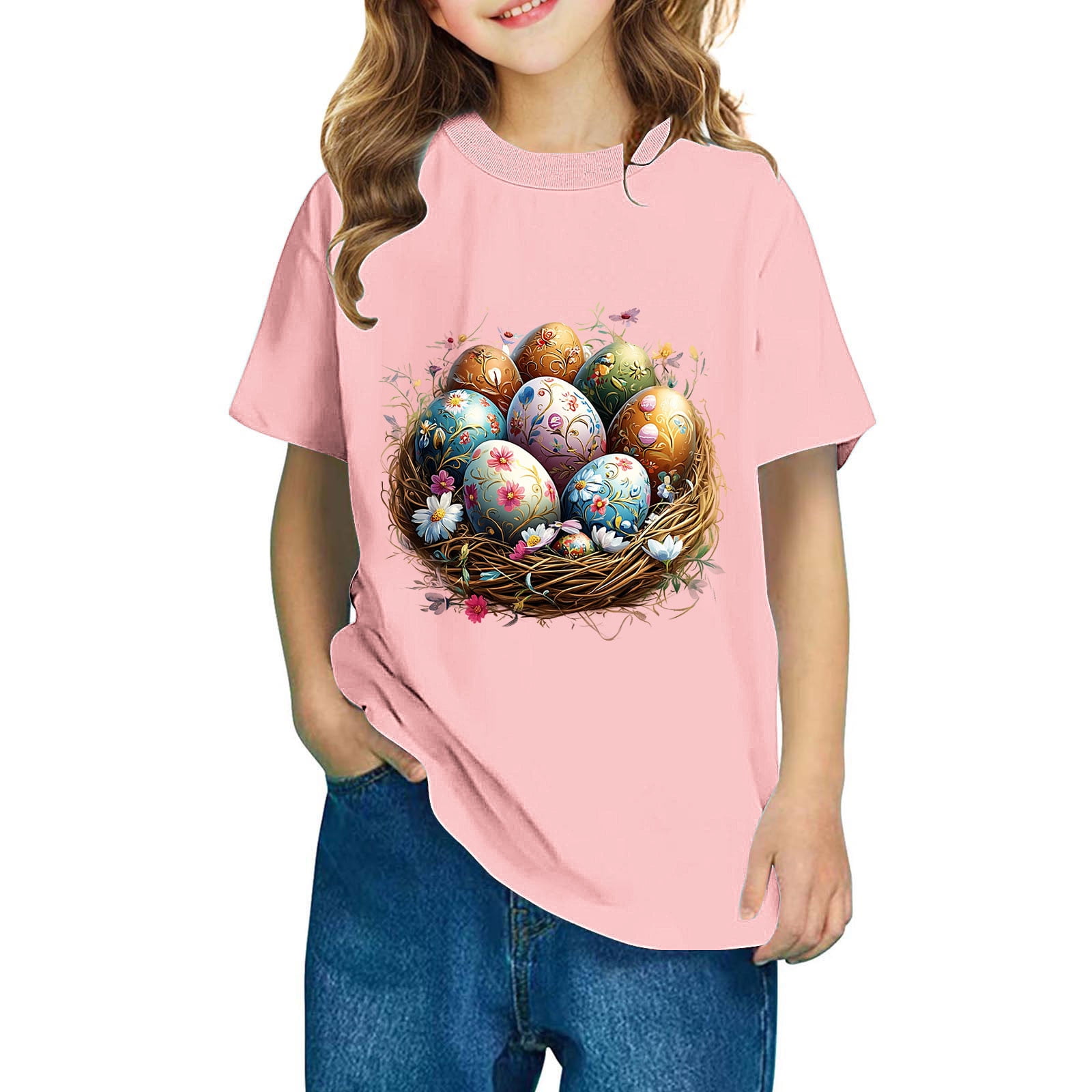 Aloohaidyvio Easter Outfit for Girls Easter Basket Graphic Tee ...