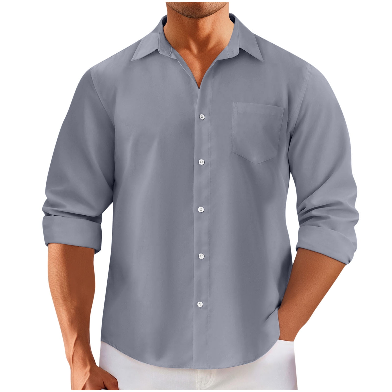 Aloohaidyvio George Men's Cotton Dress Shirt Long Sleeve Casual Button ...