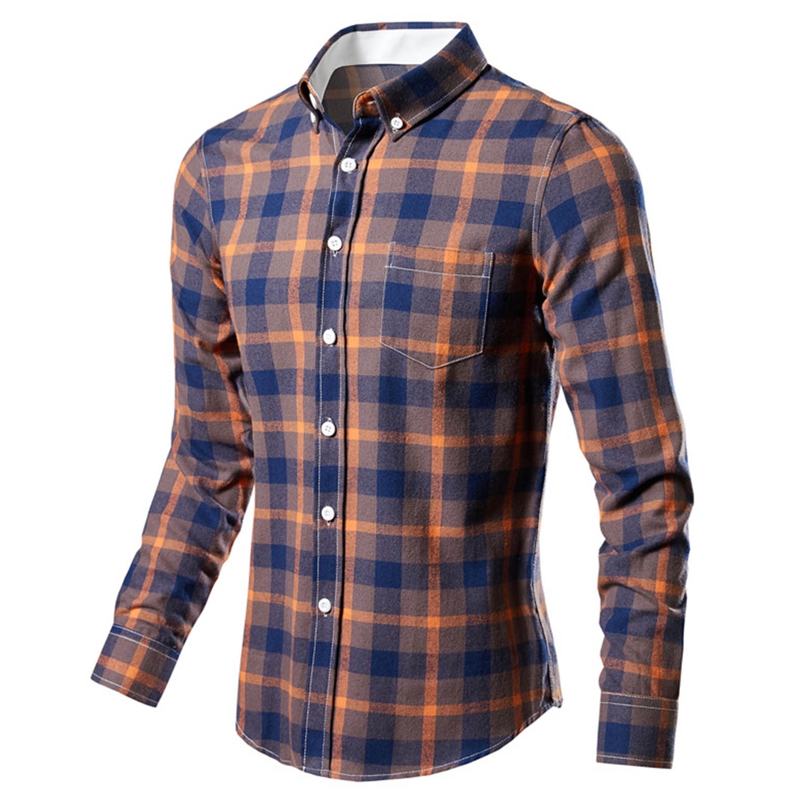 Aloohaidyvio George Men's Flannel Plaid Shirts Long Sleeve Casual Button Down Shirt with Pockets ...