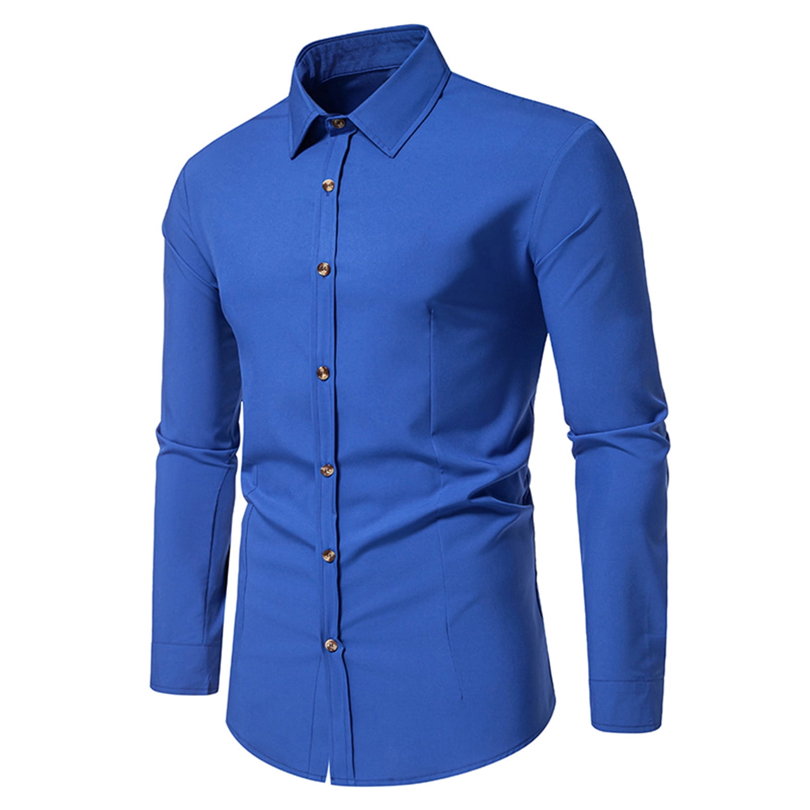 Aloohaidyvio George Mens Slim Fit Cotton Business Shirt Solid Long