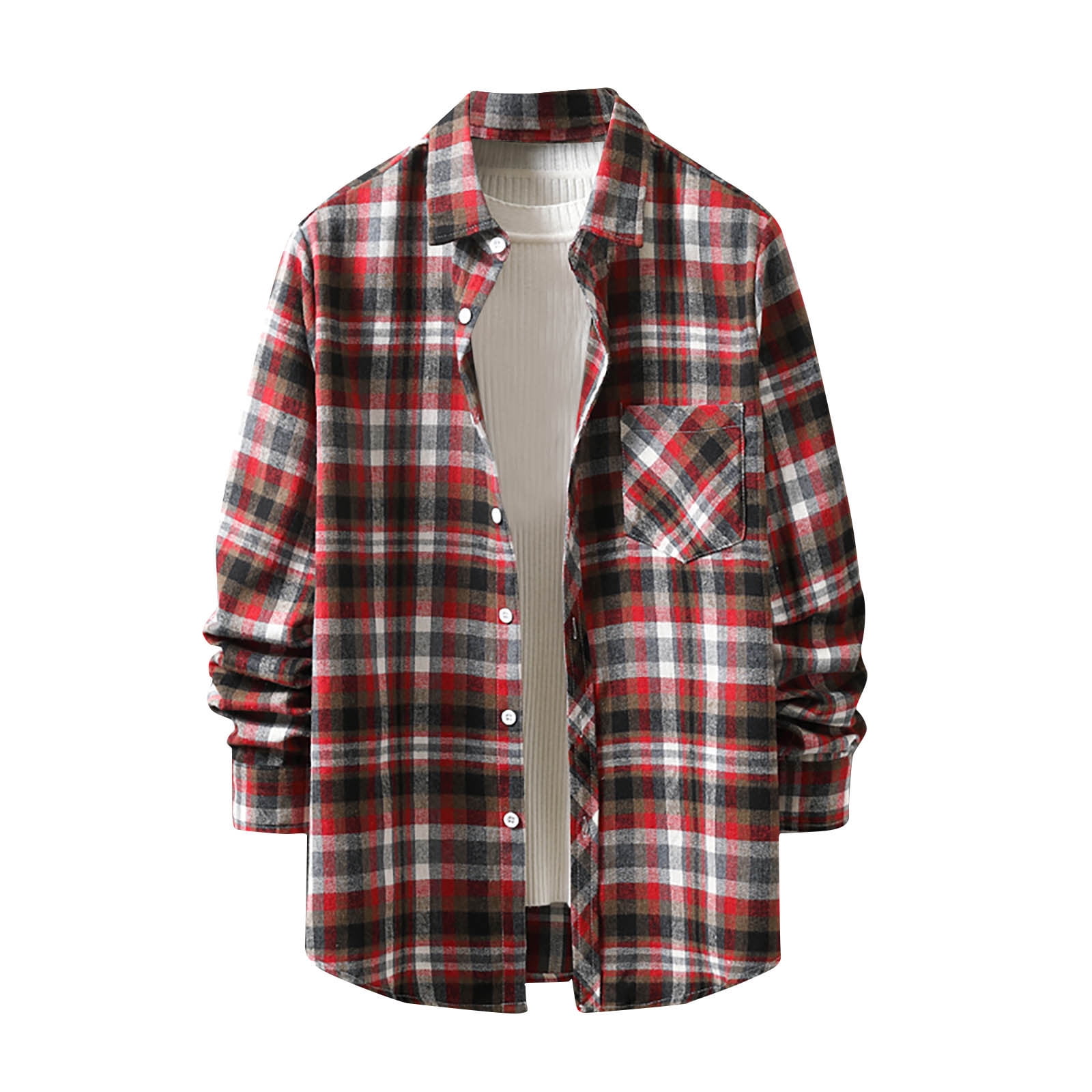 Aloohaidyvio Mens Flannel Shirts Casual Button Down Long Sleeve Plaid ...