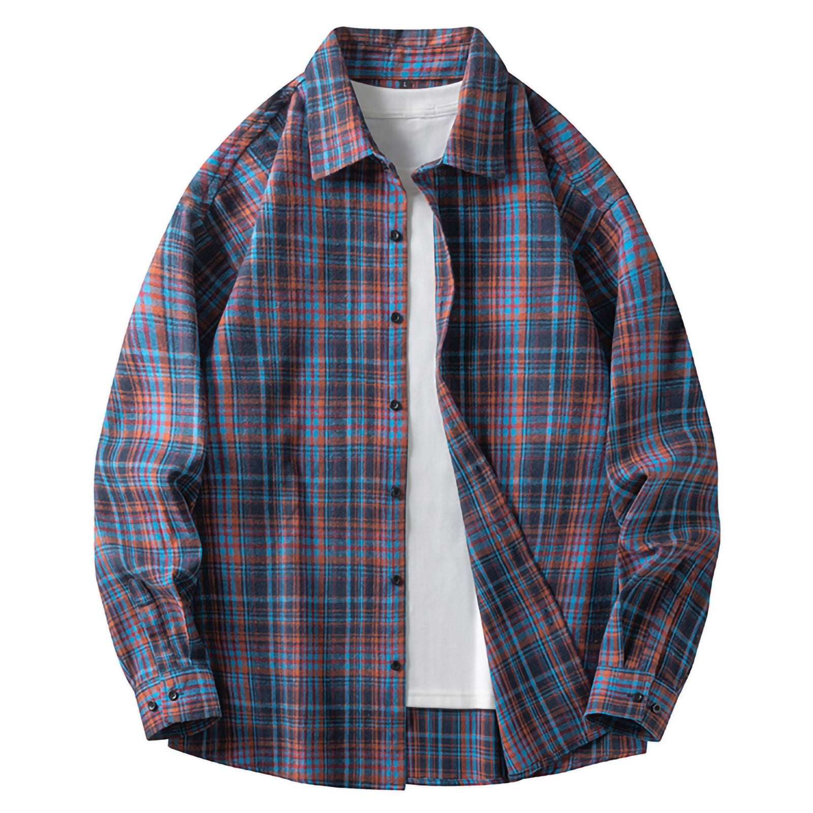 Aloohaidyvio George Mens Flannel Shirts Long Sleeve Plaid Shirt Jacket ...
