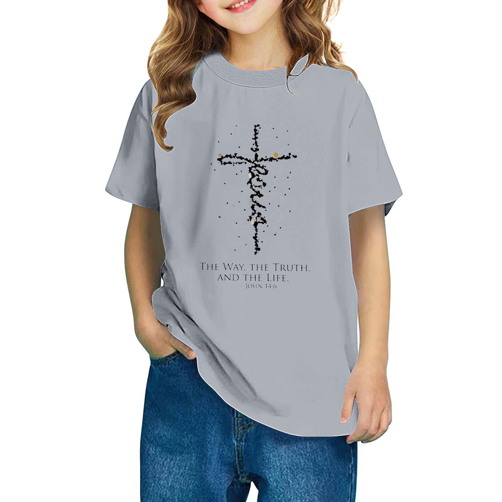 Aloohaidyvio Girls Easter T-Shirt Resurrection Cross Easter Shirt for ...