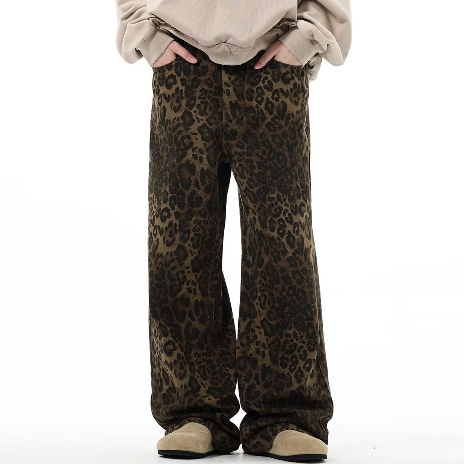 Aloohaidyvio Leopard Print Jeans Y2k Jeans Leopard Jeans Grunge Y2k ...