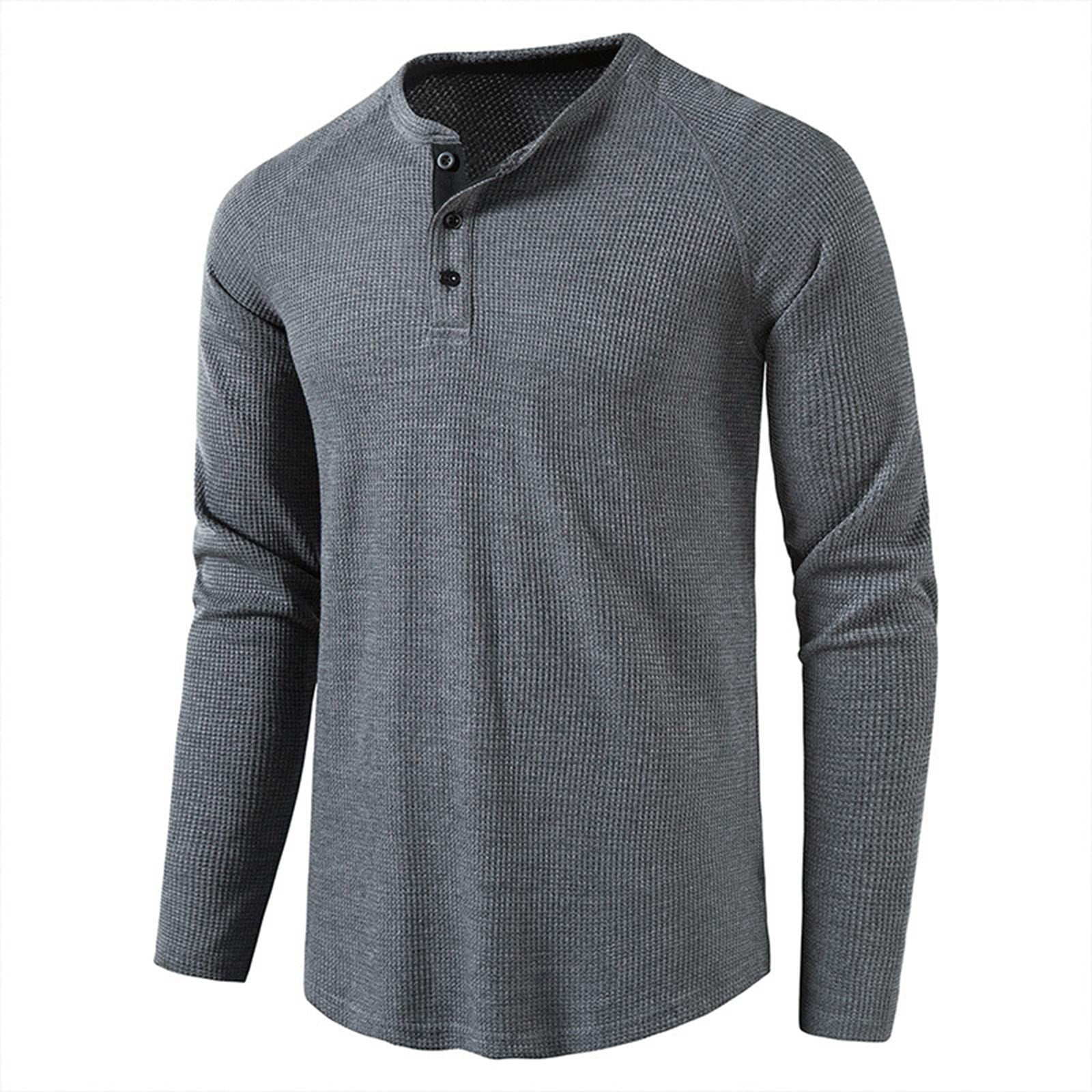 Aloohaidyvio Men's Waffle Henley Shirts Long Sleeve Basic Pullover ...