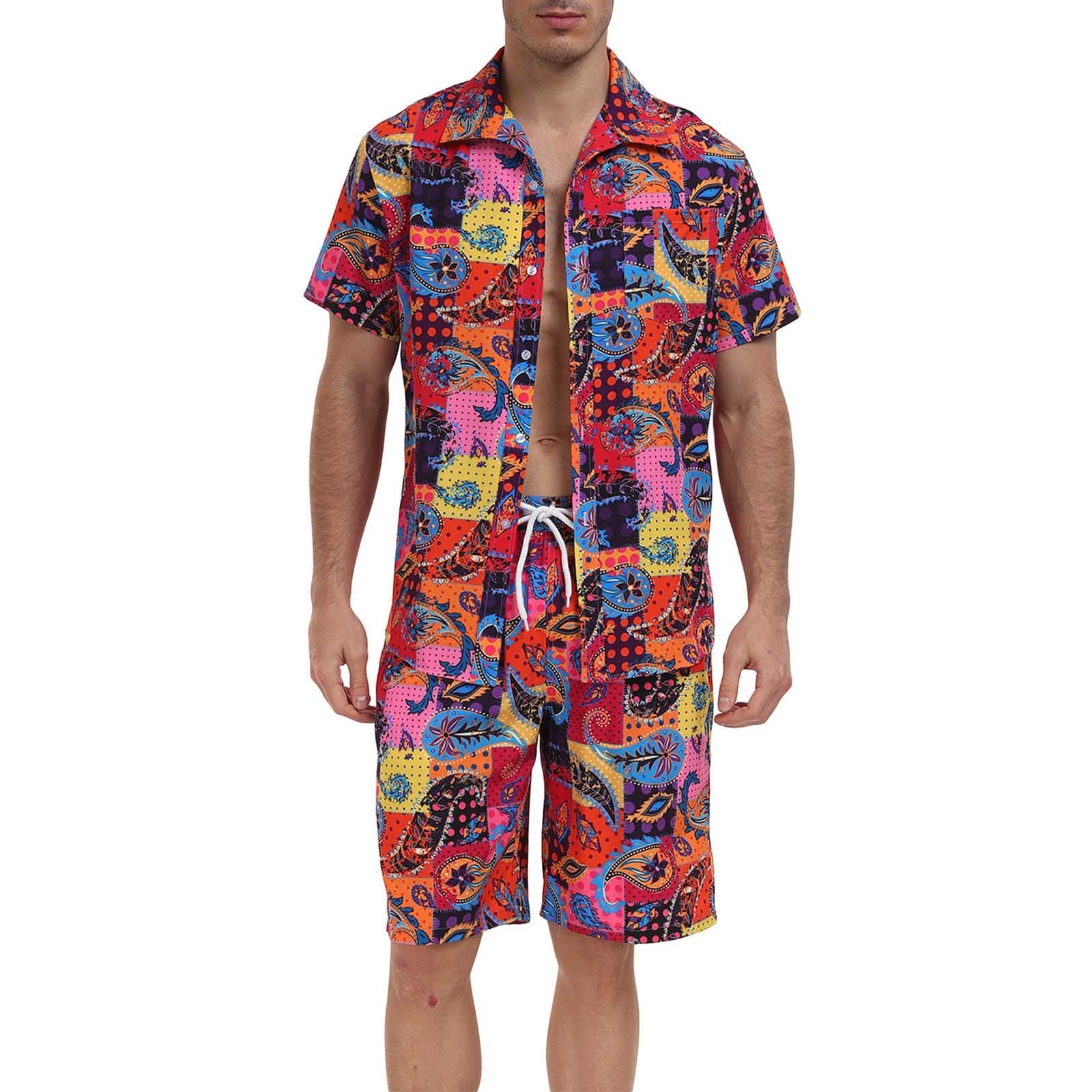 Aloohaidyvio Mens Hawaiian Shirts and Shorts Set Funny Hawaiian Shirts ...