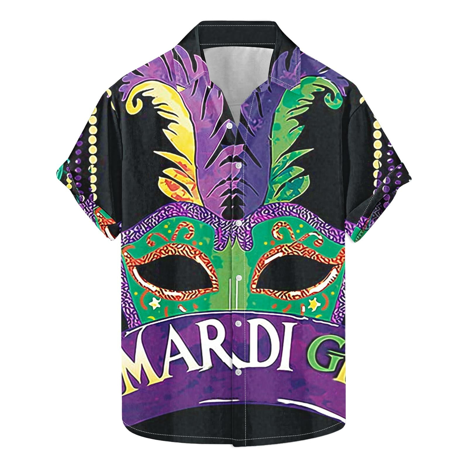 Aloohaidyvio Mens Mardi Gras Shirts Men's Beads Mardi Gras Hawaiian ...