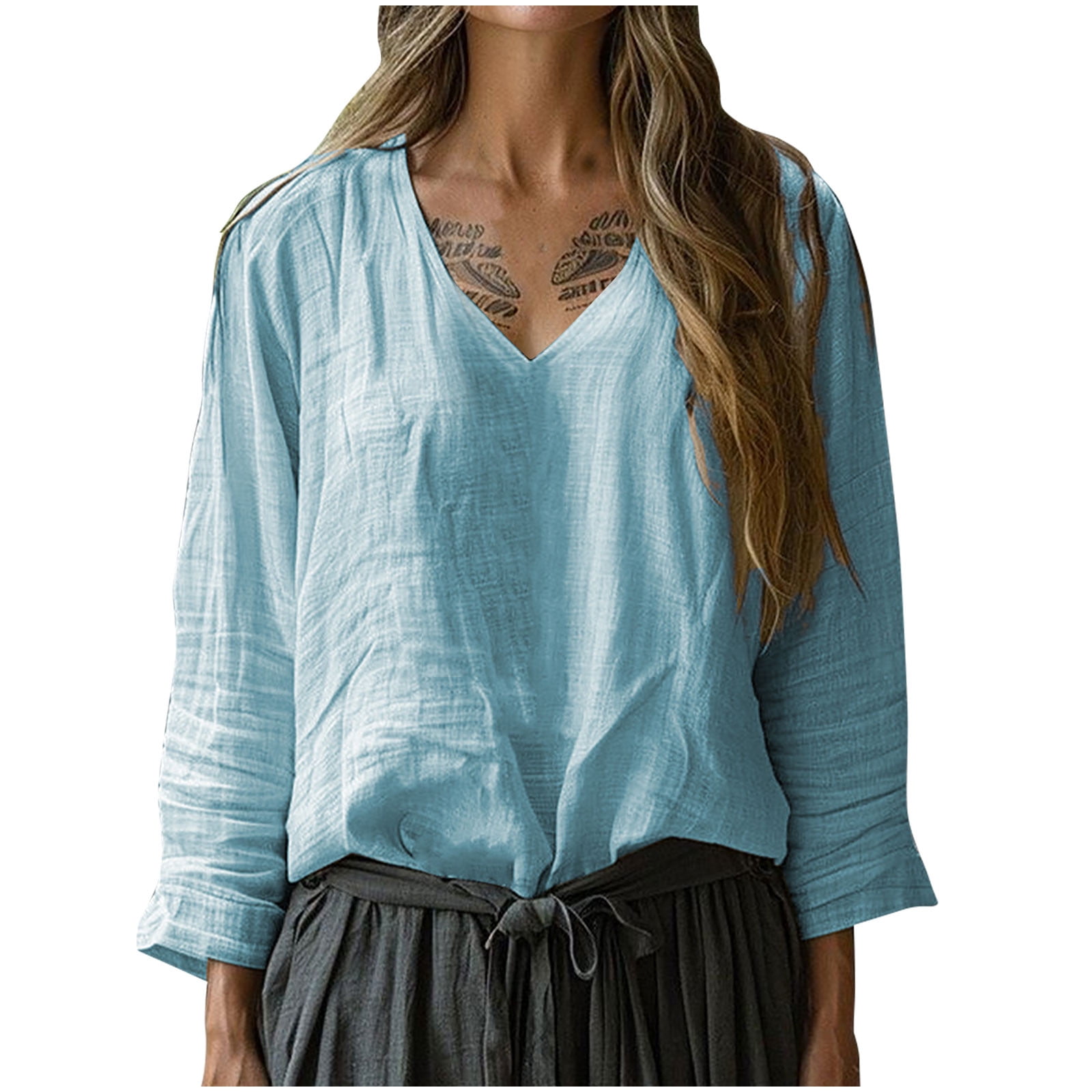 Aloohaidyvio Tops for Women No Boundaries Casual Long Sleeve Cotton ...