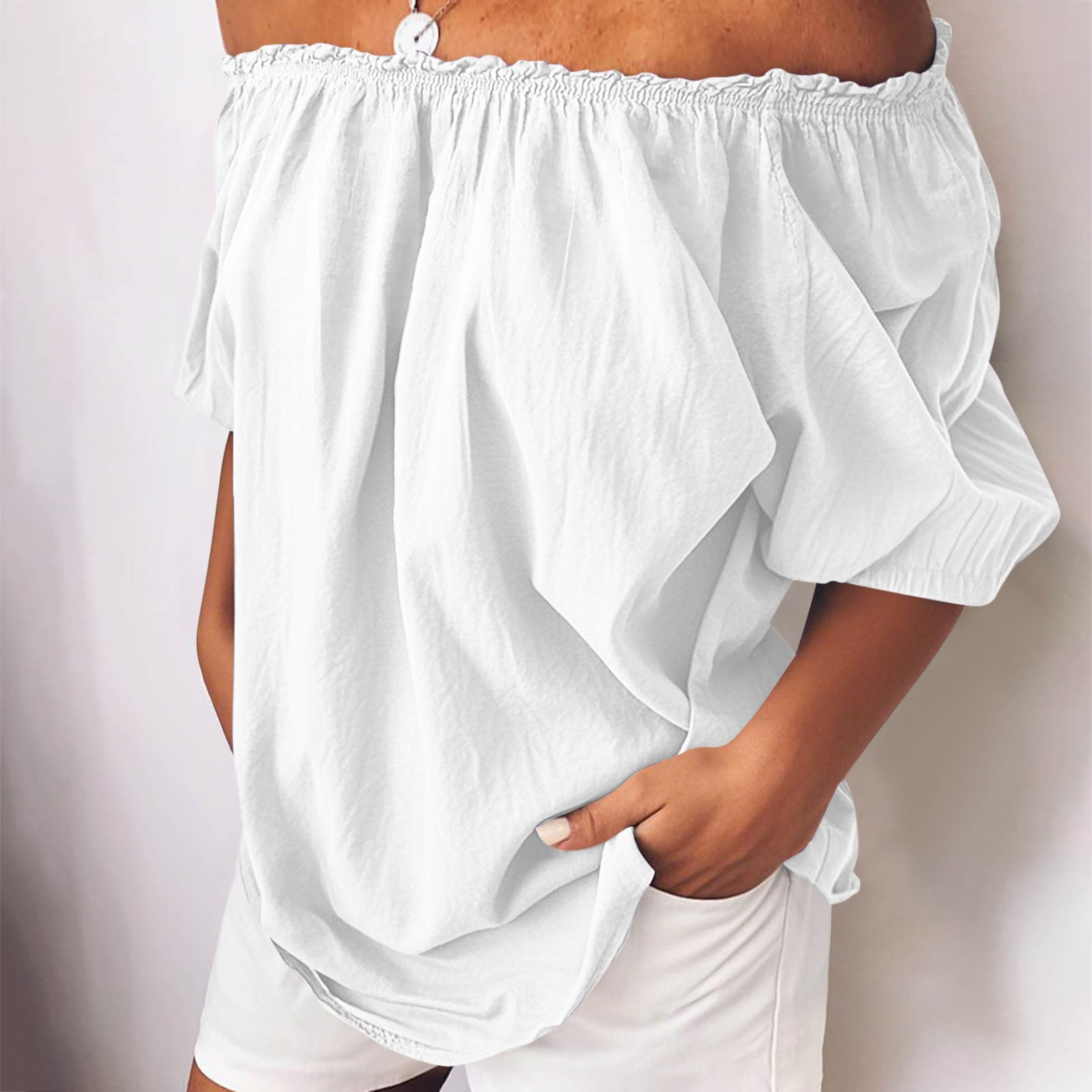 Aloohaidyvio Off Shoulder Tops for Women Plus Size,Women's Off Shoulder ...
